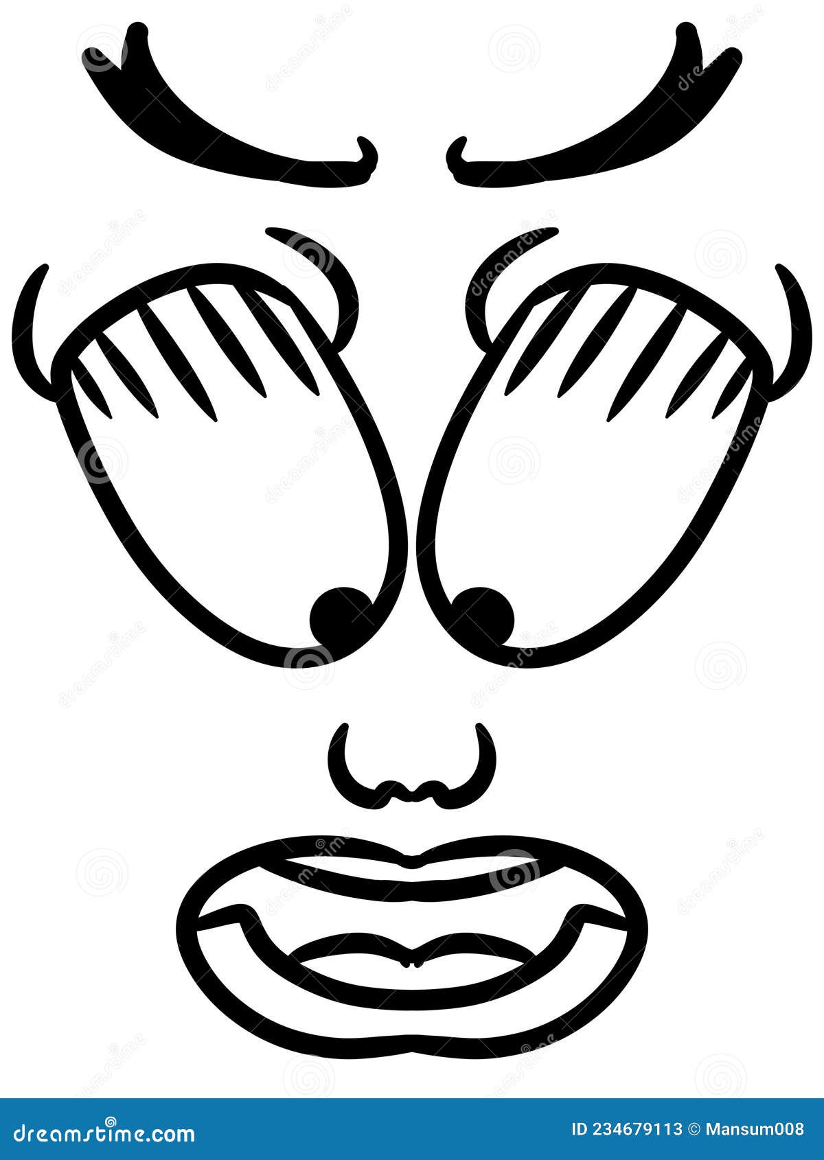 Black and White of Face Man Cartoon Stock Illustration - Illustration ...