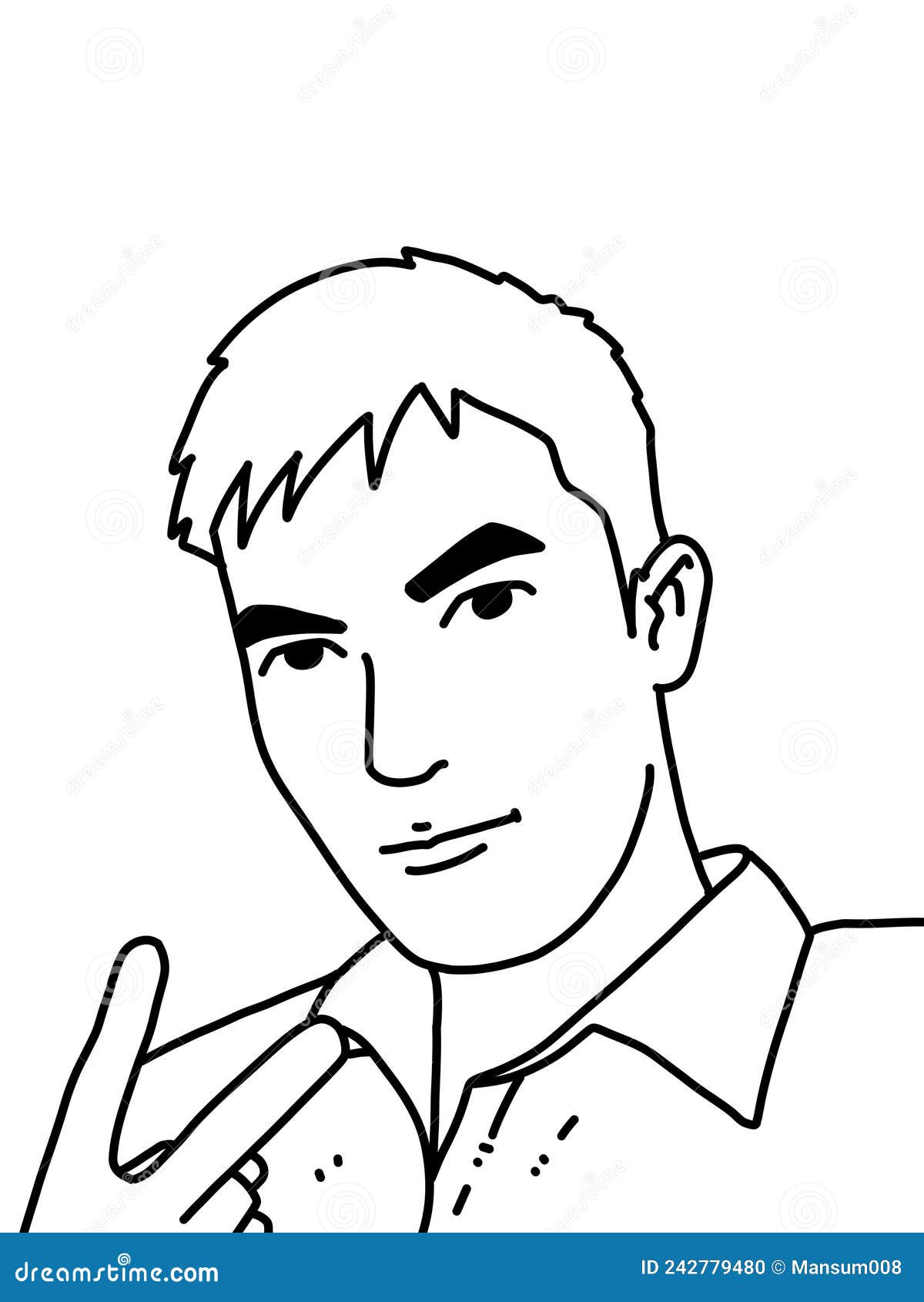 Black and White of Man Cartoon for Coloring Stock Illustration ...