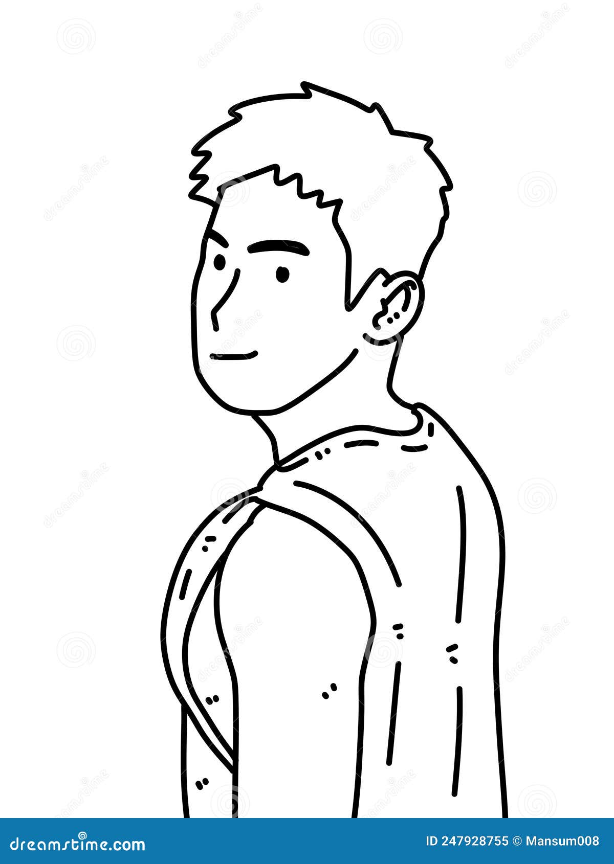 Black and White of Man Cartoon for Coloring Stock Illustration ...