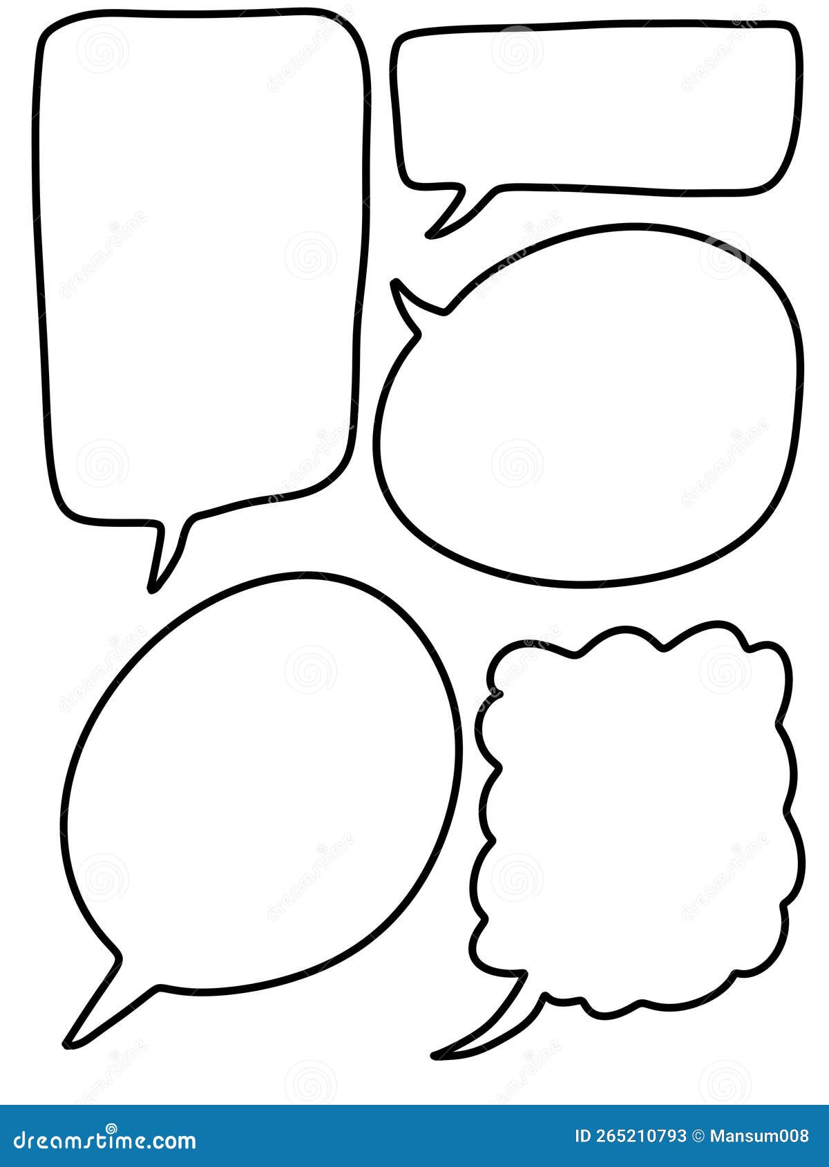 Black and White of Speech Bubbles Set Stock Illustration - Illustration ...