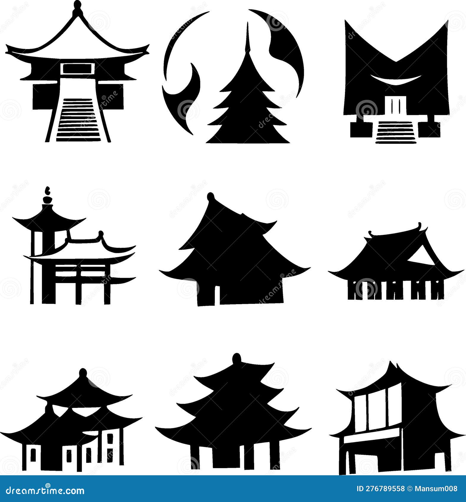 Black and White of Temple Icon Stock Illustration - Illustration of ...
