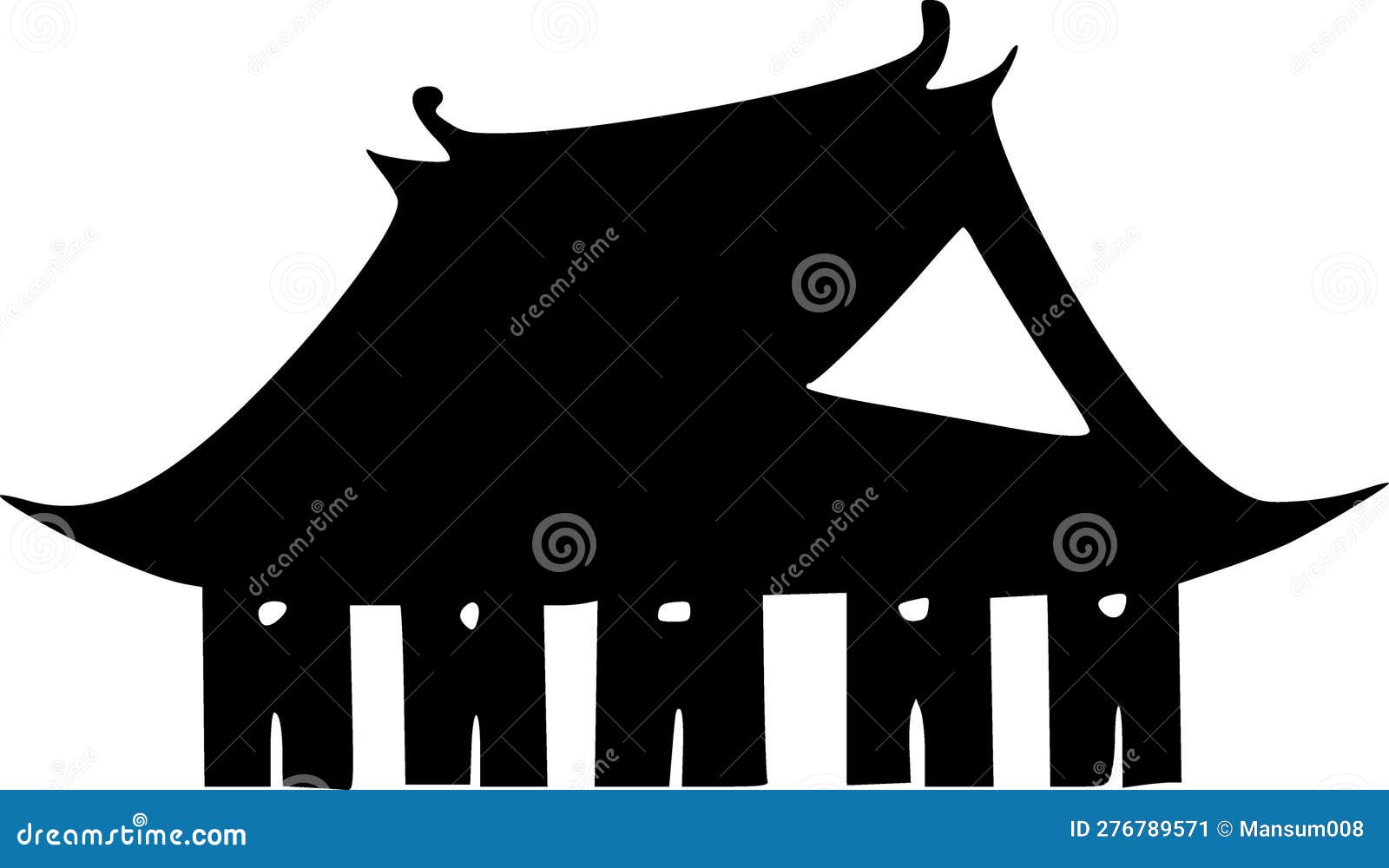 Black and White of Temple Icon Stock Illustration - Illustration of ...