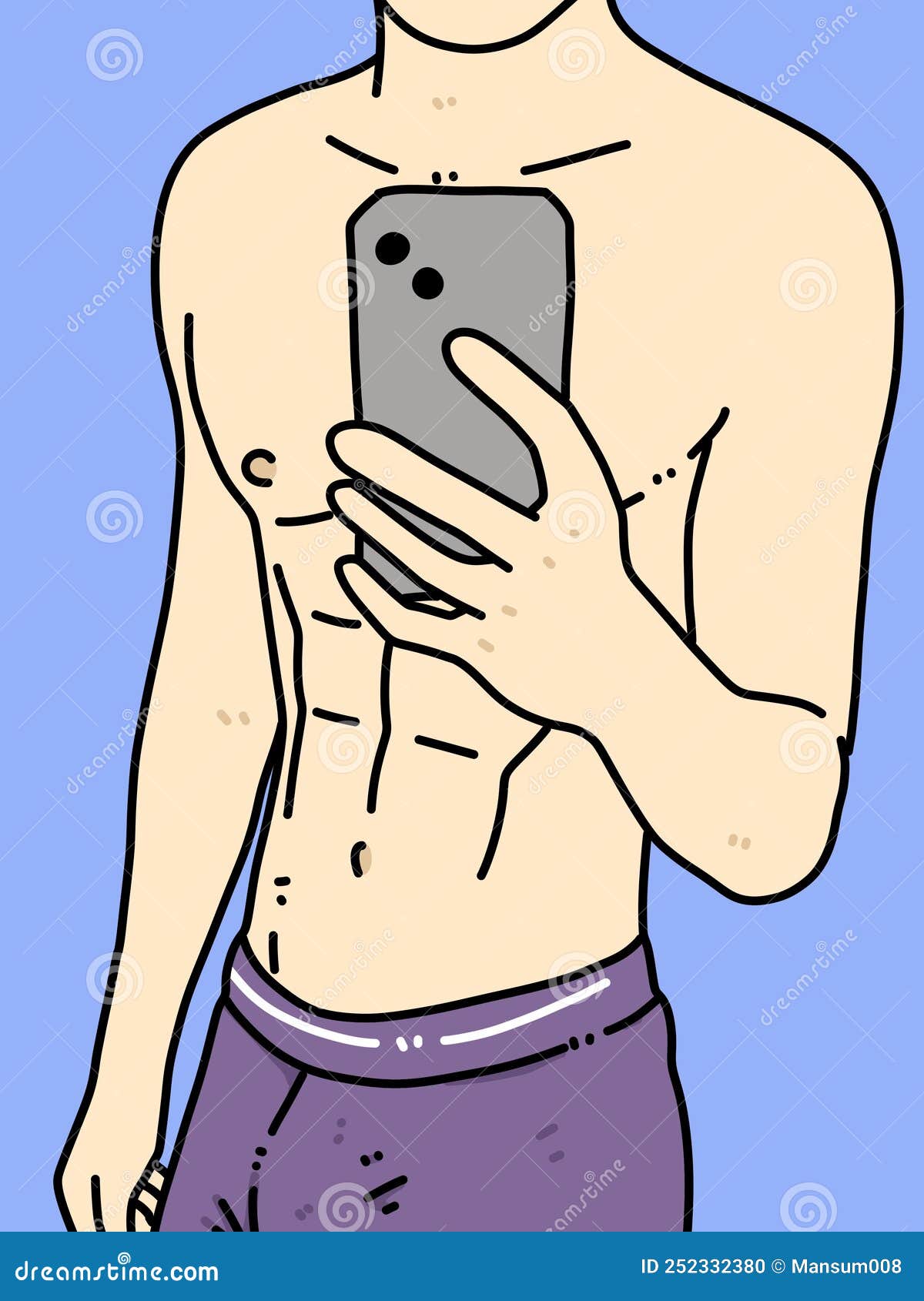 Body Man Cartoon on Blue Background Stock Illustration - Illustration ...