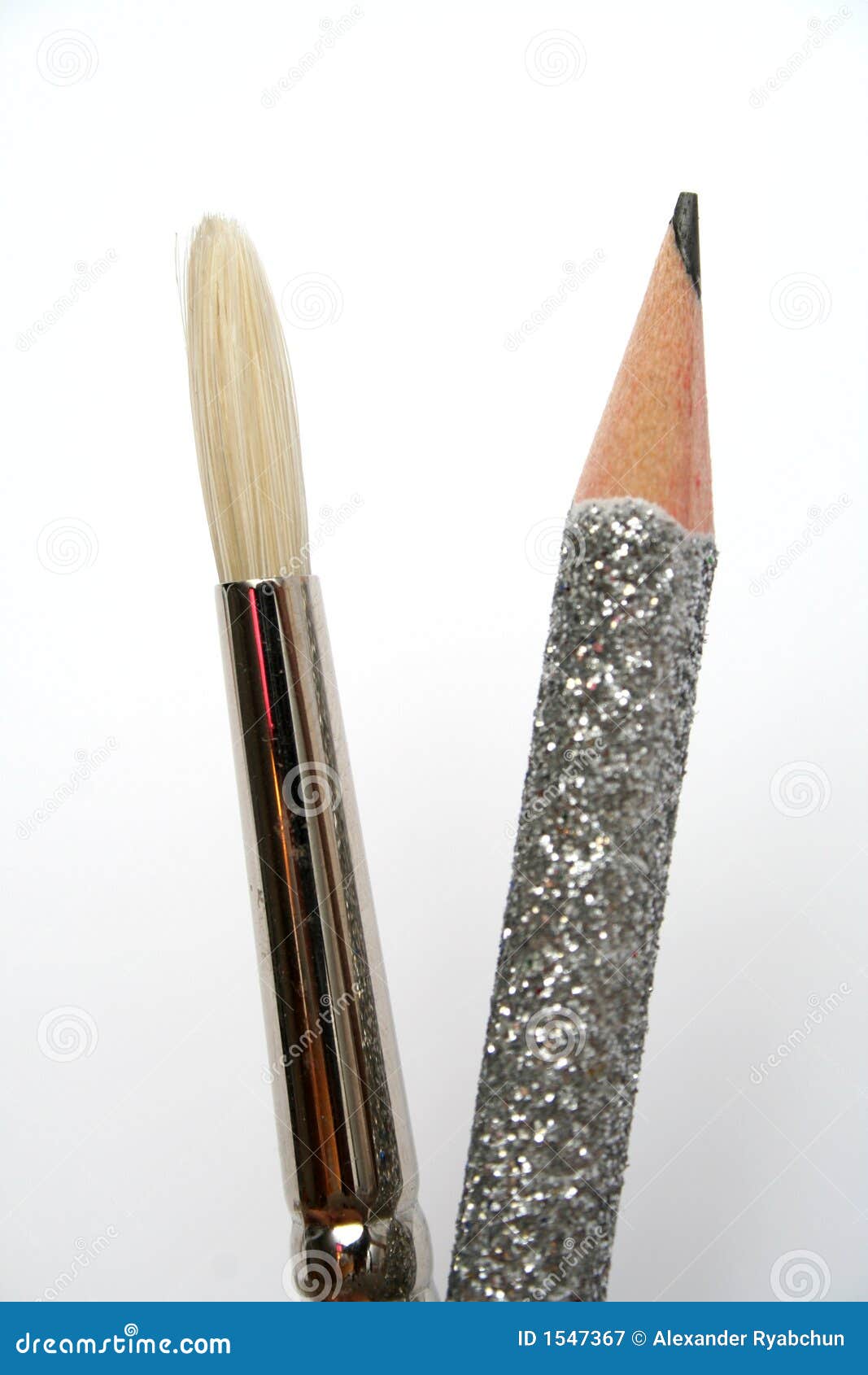 Art Brush Near To a Celebratory Brilliant Pencil for Plotting Stock ...