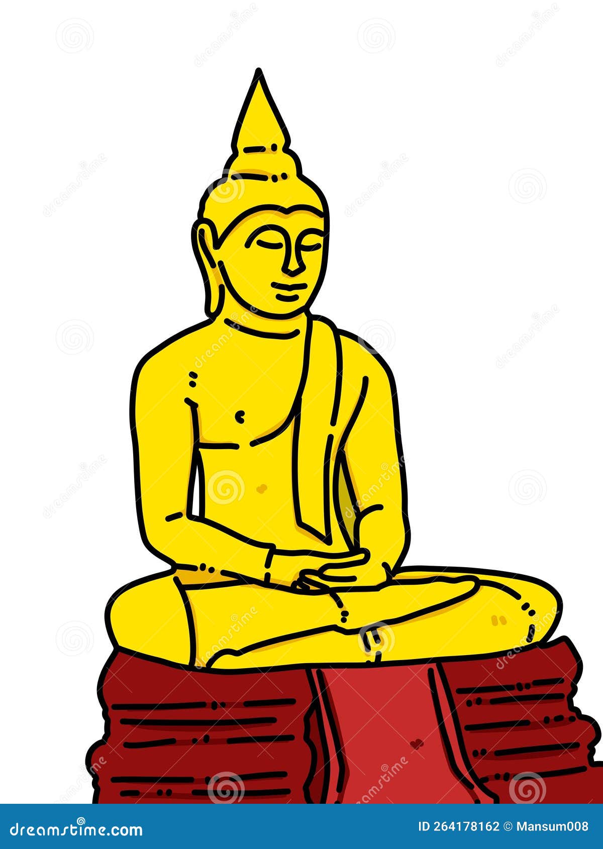 Buddha Statue Cartoon on White Background Stock Illustration ...