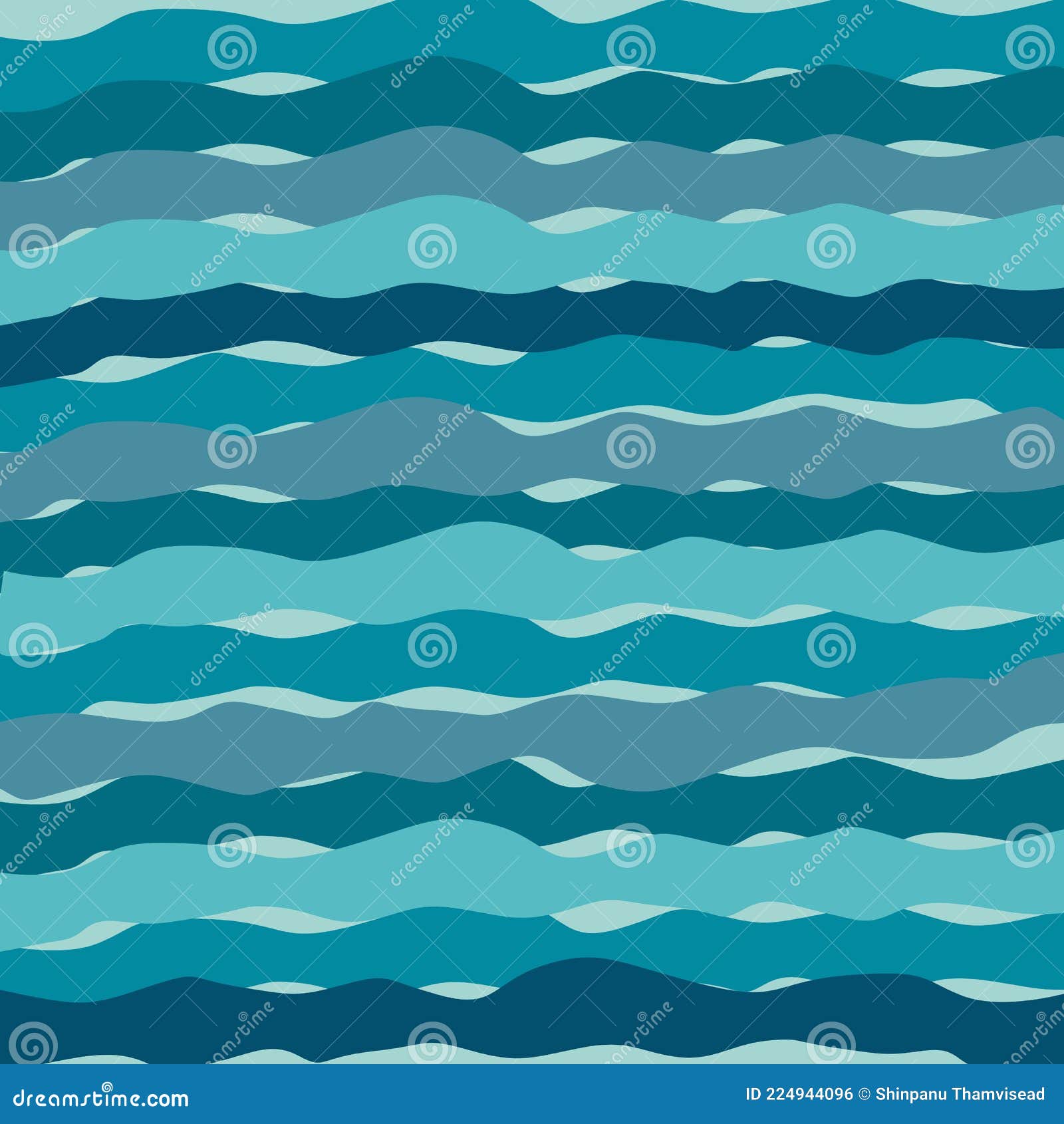 Art Cartoon Abstract Blue Wave Background Flat Design. Sea Waves ...