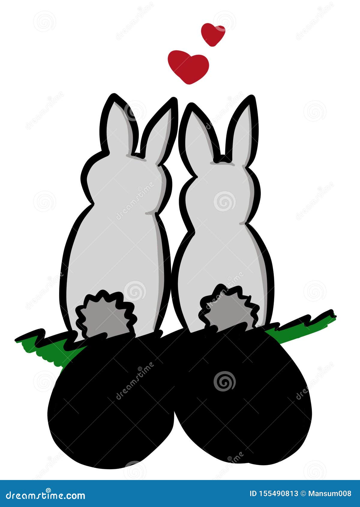 Cartoon Couple Rabbit in Love Stock Illustration - Illustration of ...