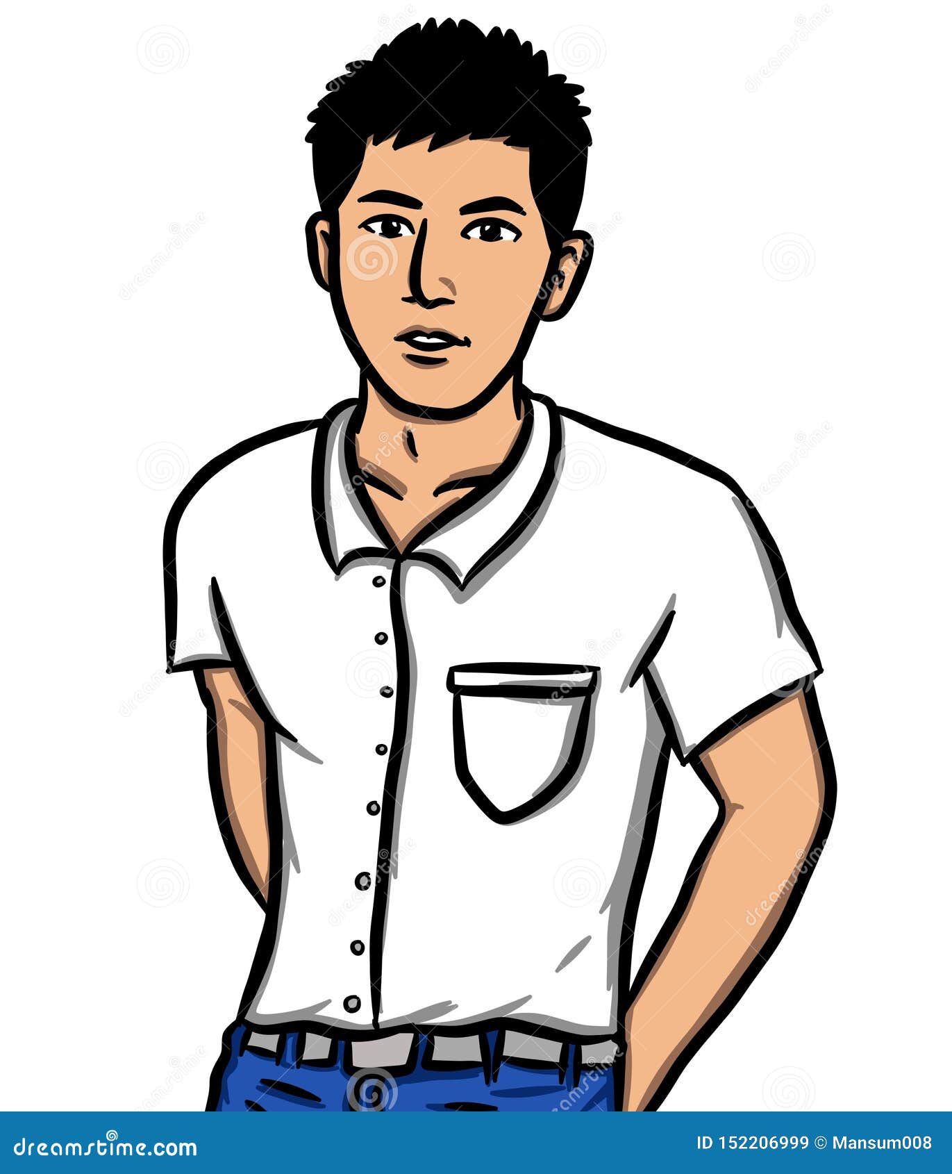 Cartoon Cute Man on White Background Stock Illustration - Illustration ...