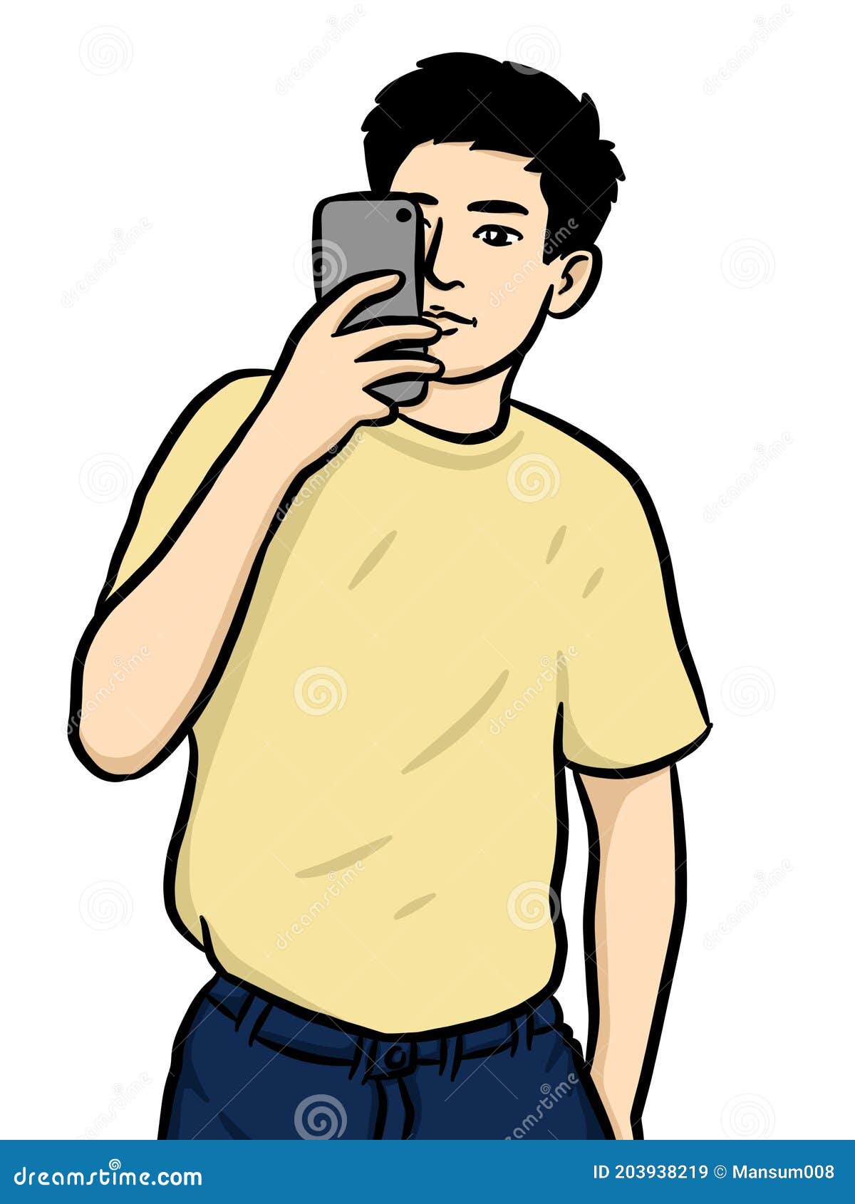 Cartoon Cute Man on White Background Stock Illustration - Illustration ...