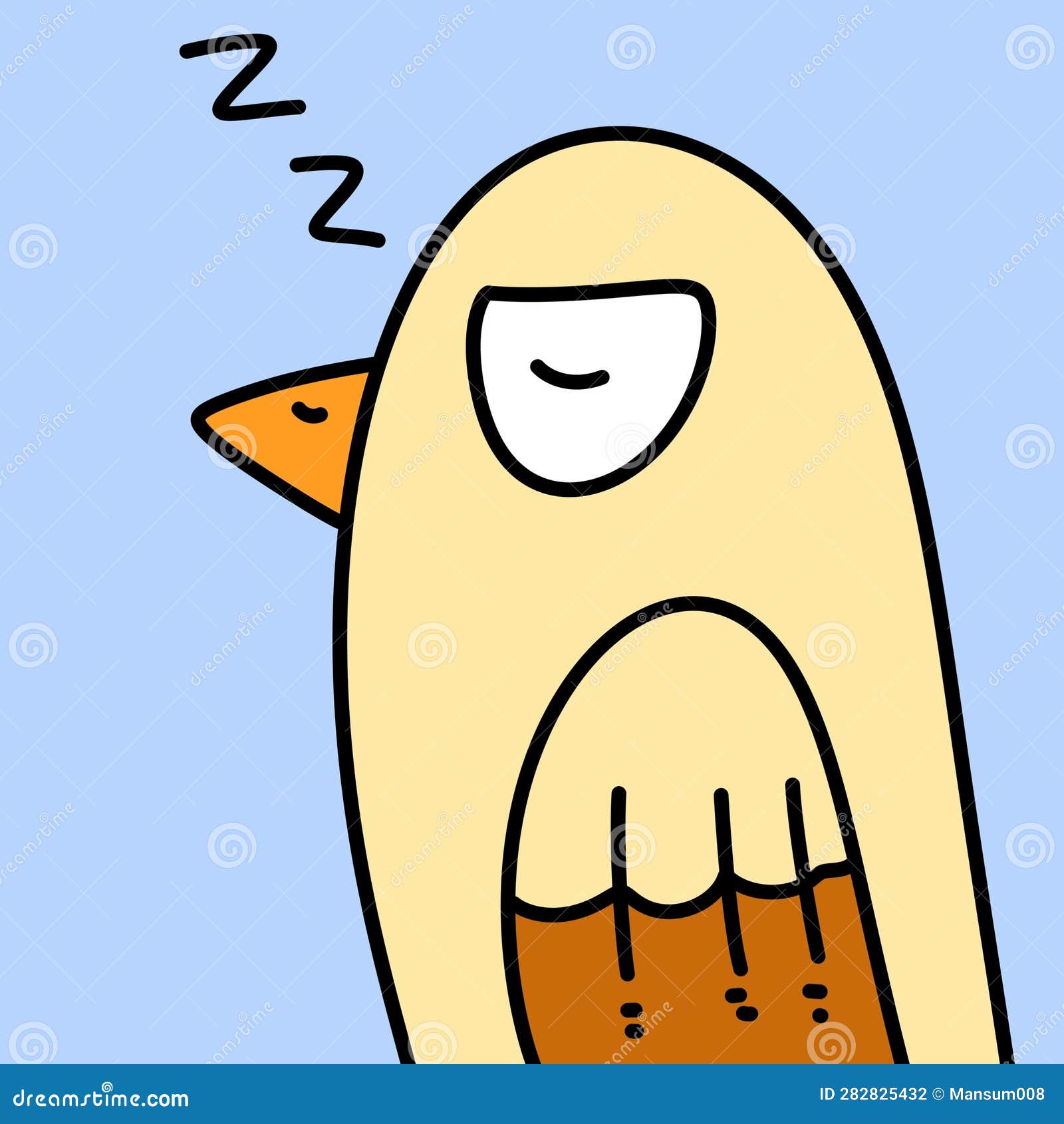 Art Cartoon Doodle Bored Bird Stock Illustration - Illustration of ...