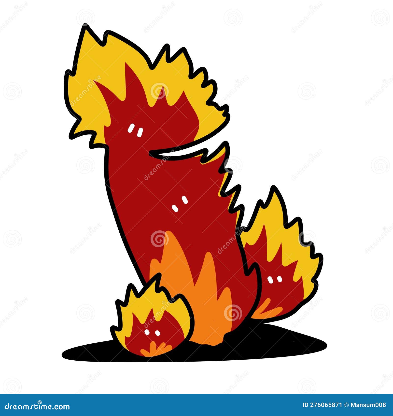 Art Cartoon Doodle Burning Fire Stock Illustration - Illustration of ...