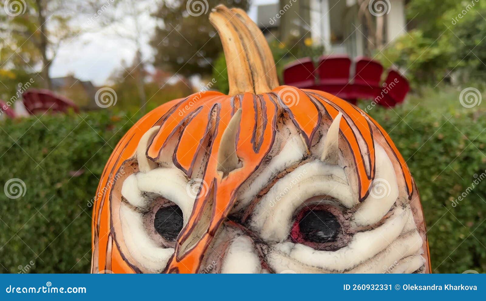 Art Carving Of Vegetables Pumpkin Jack O Lanterns With An Evil Face