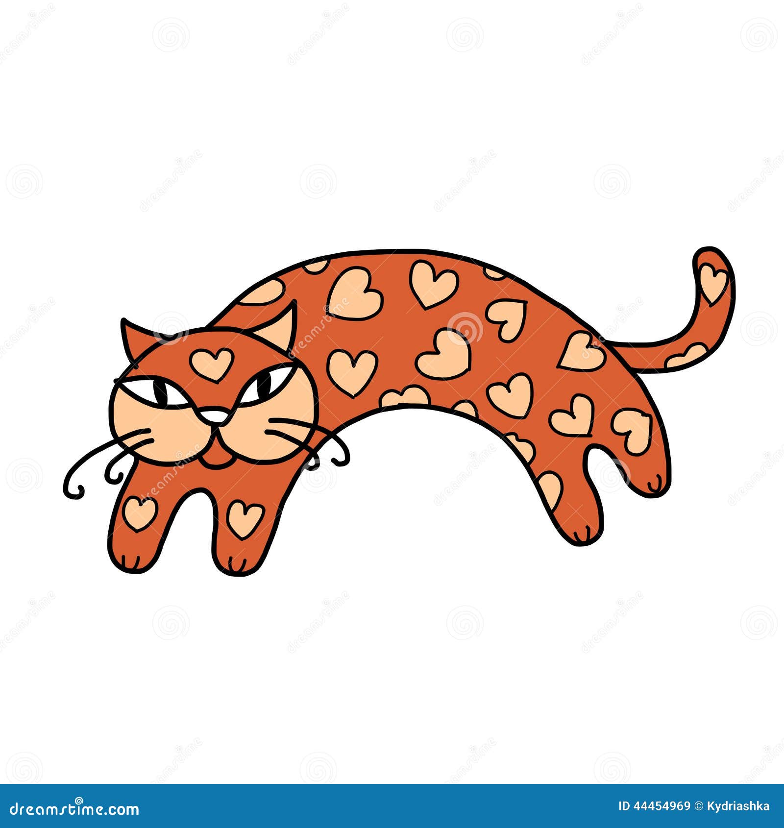 Art Cat with Hearts Pattern for Your Design Stock Vector - Illustration ...