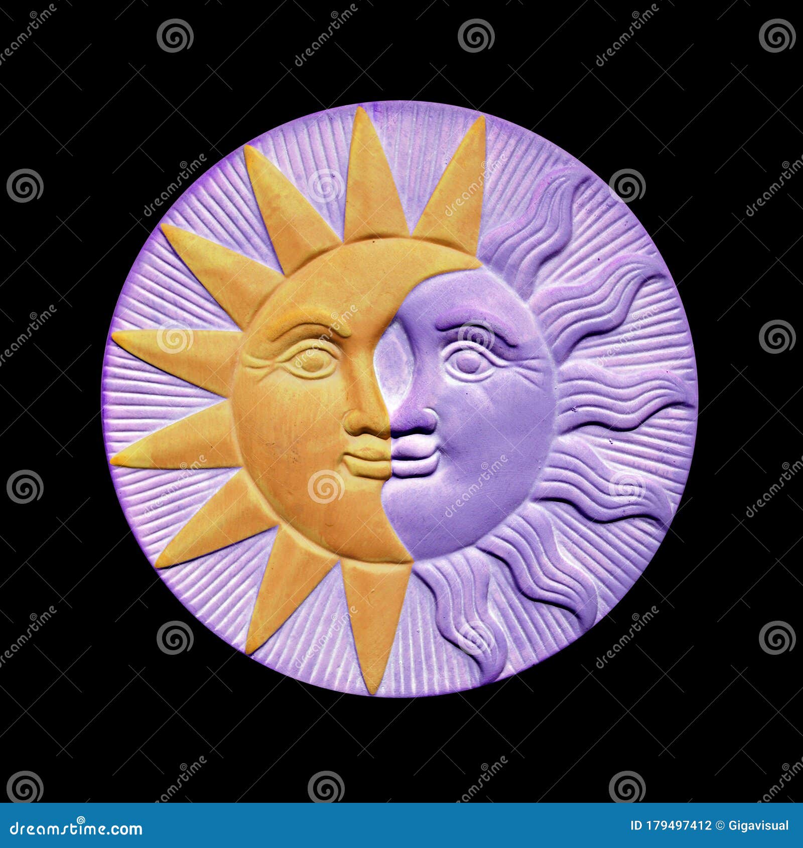 Ceramic Disc Depicts the Sun and Moon Stock Photo - Image of clay, mare ...