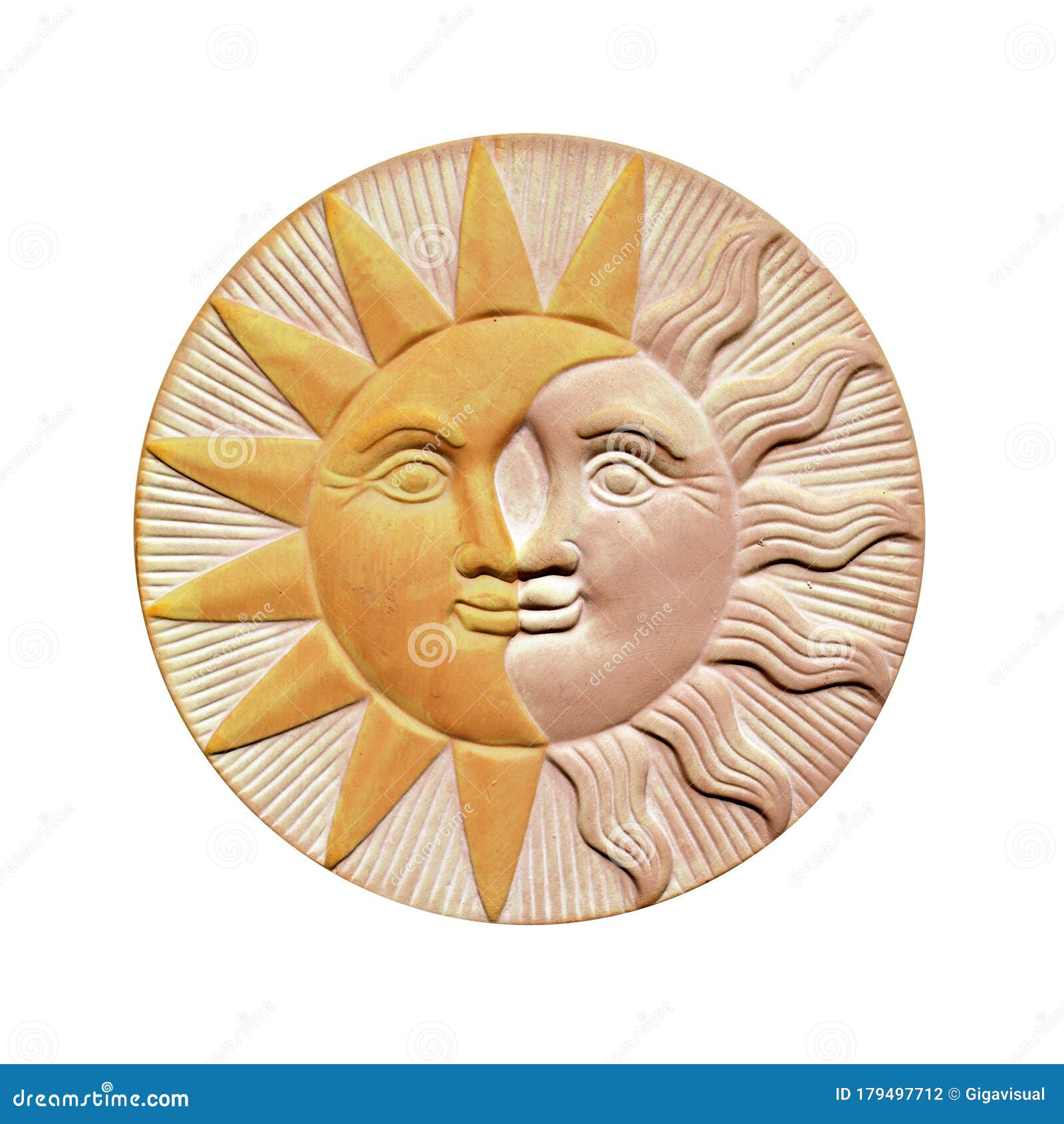 Ceramic Disc Depicts the Sun and Moon Stock Photo - Image of disc, dish ...