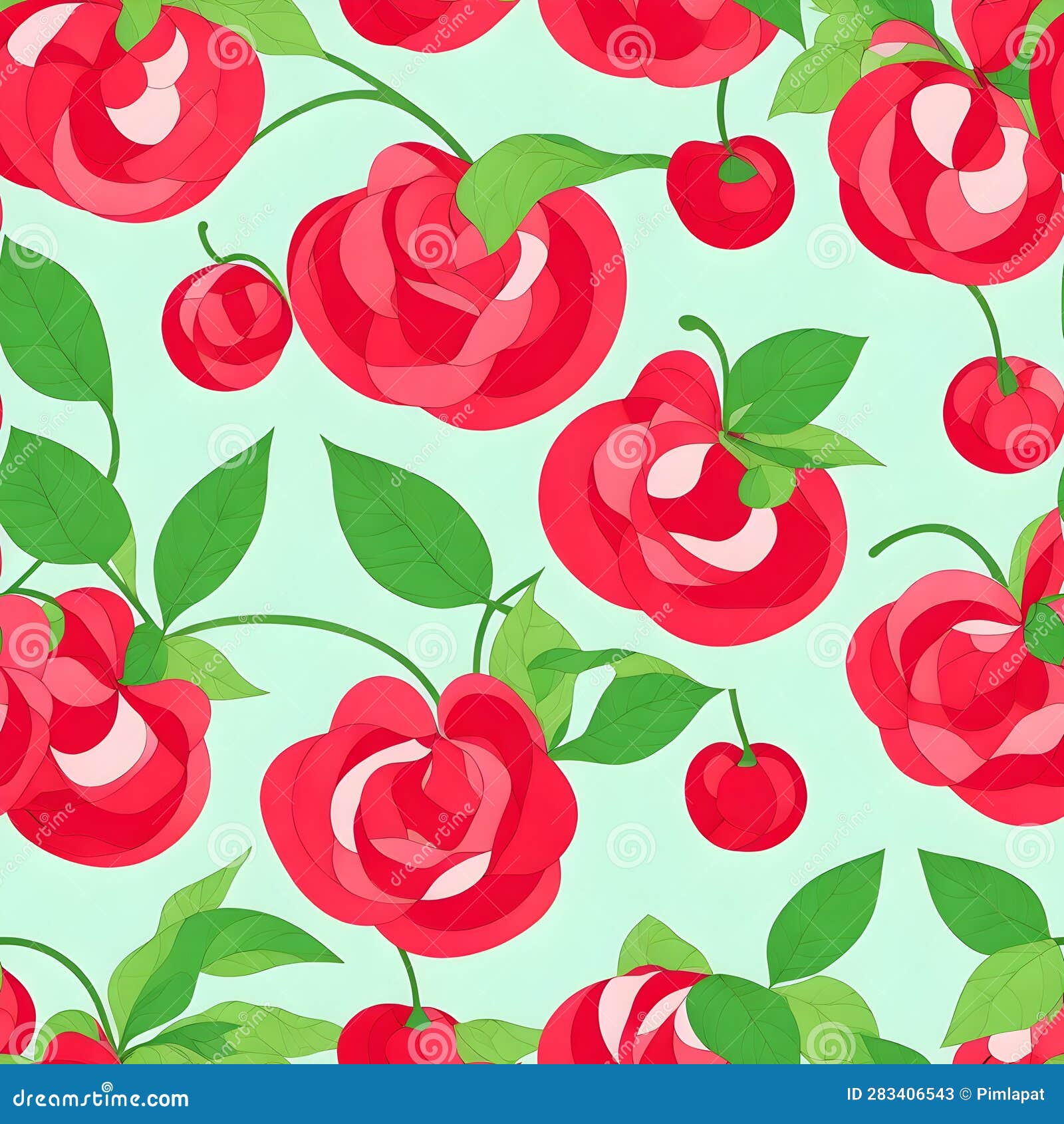 Art of Cherry Design on Blue Background. Stock Illustration ...