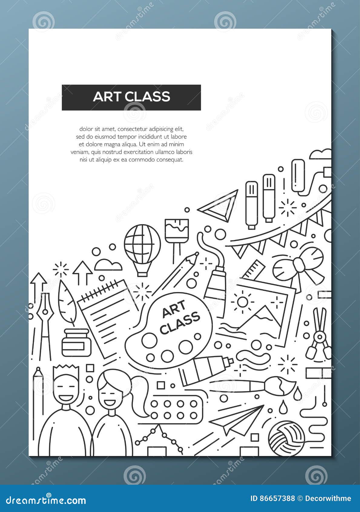 Art Class - Line Design Brochure Poster Template A4 Stock Vector ...