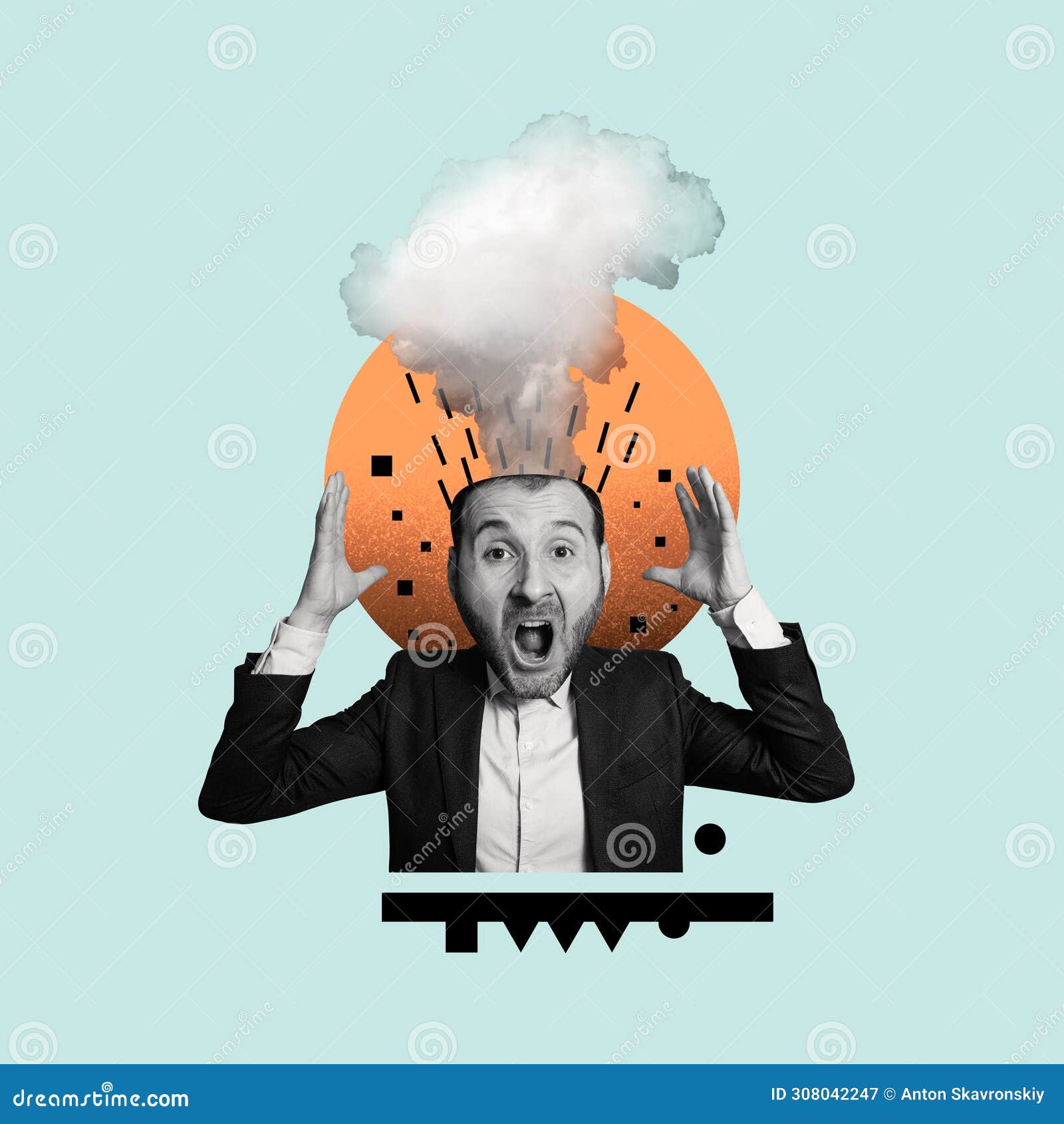 Emotional Explosion, Overwork, Concept. Stock Image - Image of abuse ...