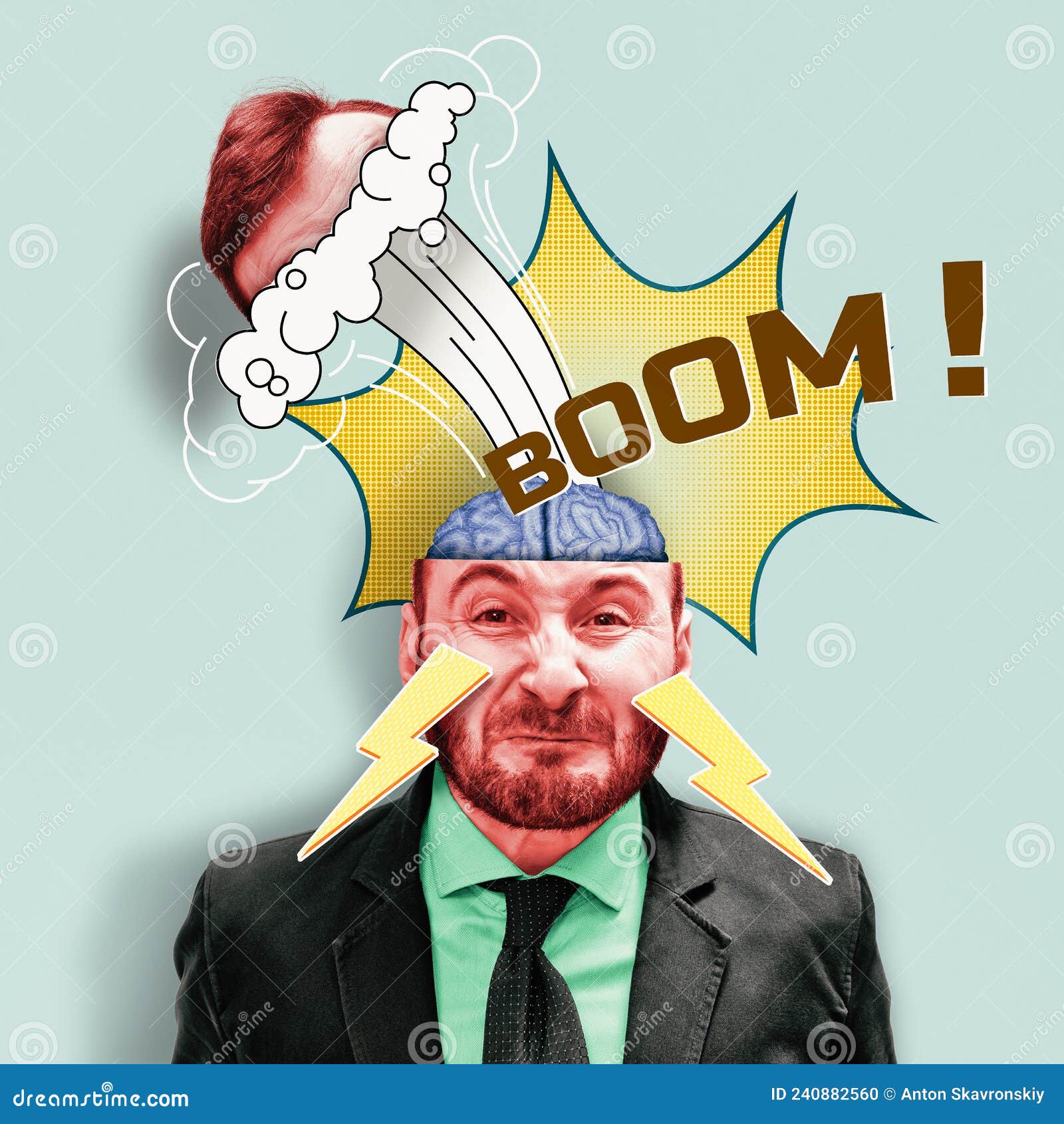 Emotional Explosion. Muscular Back Man Isolated On White. Coach ...