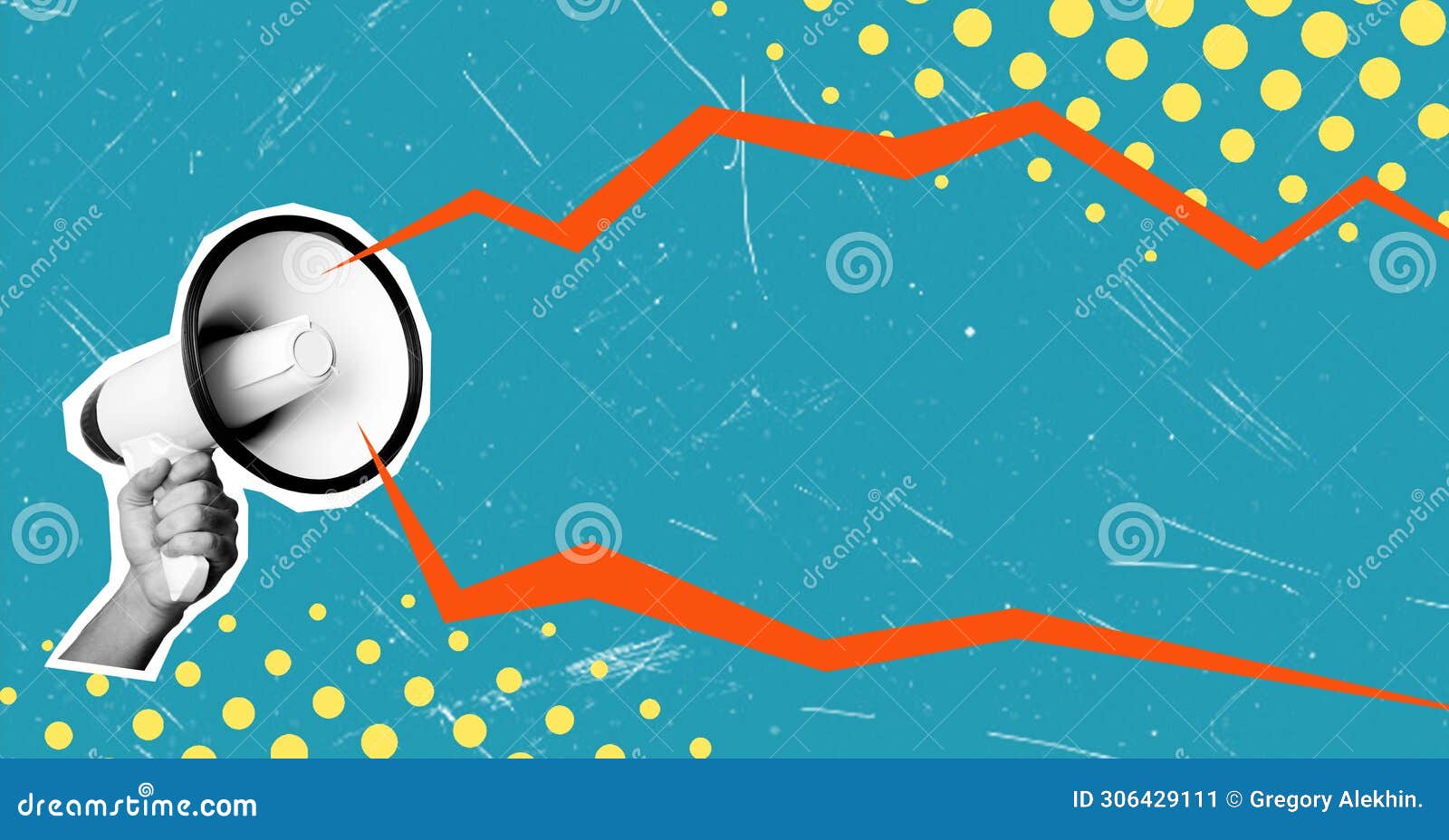 Art Collage, Megaphone and Space for Text on Blue Background Stock ...