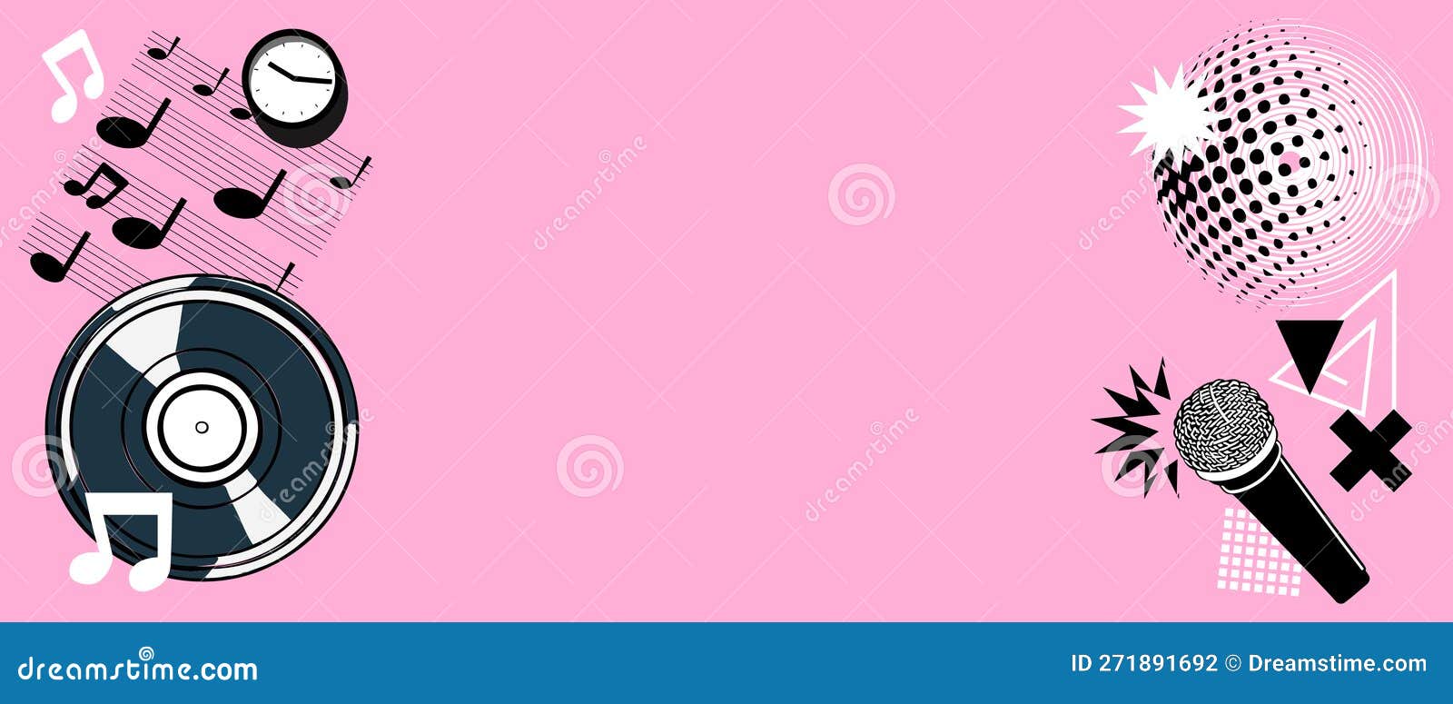 Art Collage with Music Notes and Microphone with Copy Space. Music ...