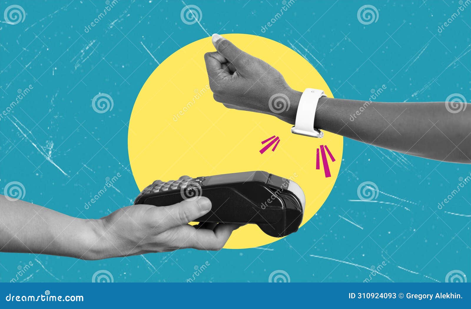 Art Collage, Payment through the Clock by Payment Terminal Stock Image ...