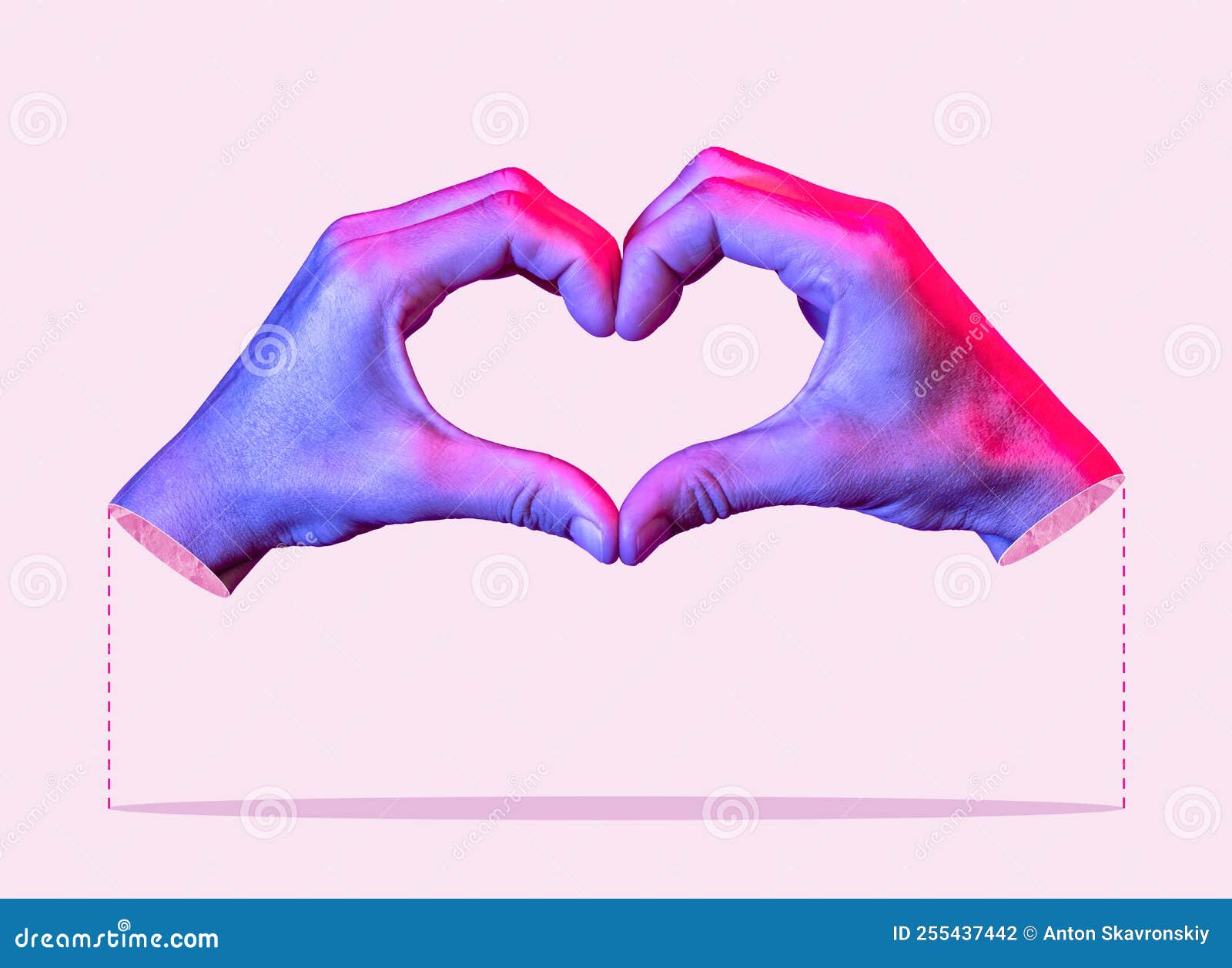 Art Collage with Two Hands in the Shape of a Heart. Stock Photo - Image ...