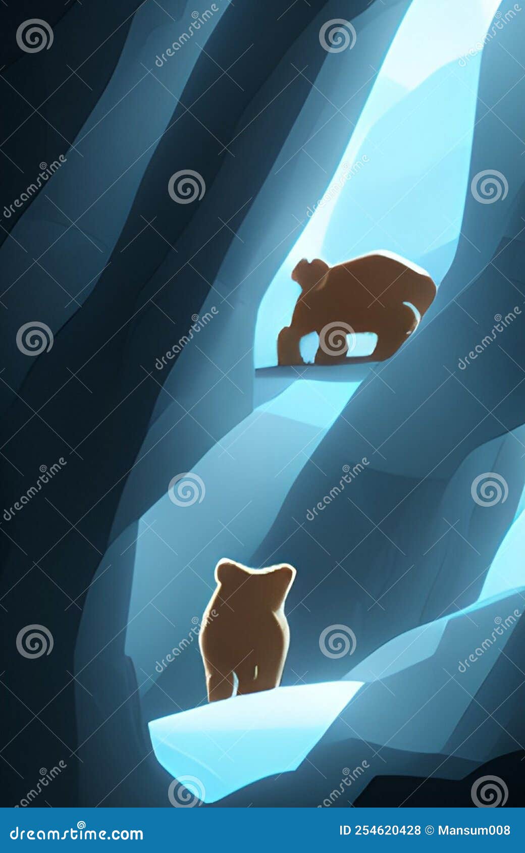 Art color of bear in cave stock illustration. Illustration of wallpaper ...