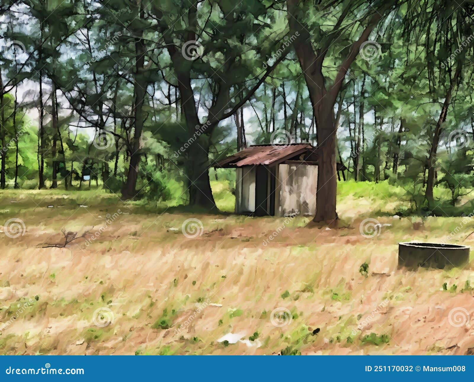 Color of hut in forest stock photo. Image of home, lawn - 251170032