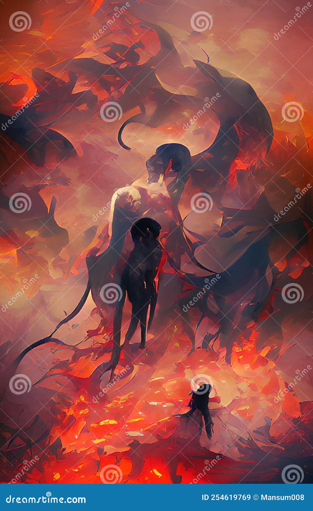 Art Color of Monster in the Hell Stock Illustration - Illustration of ...