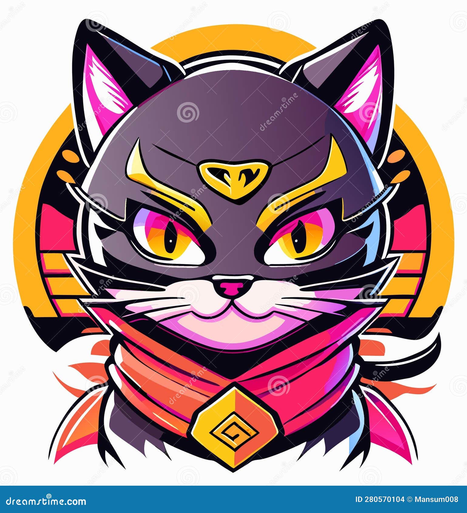 Color of ninja cat cartoon stock illustration. Illustration of graphic ...