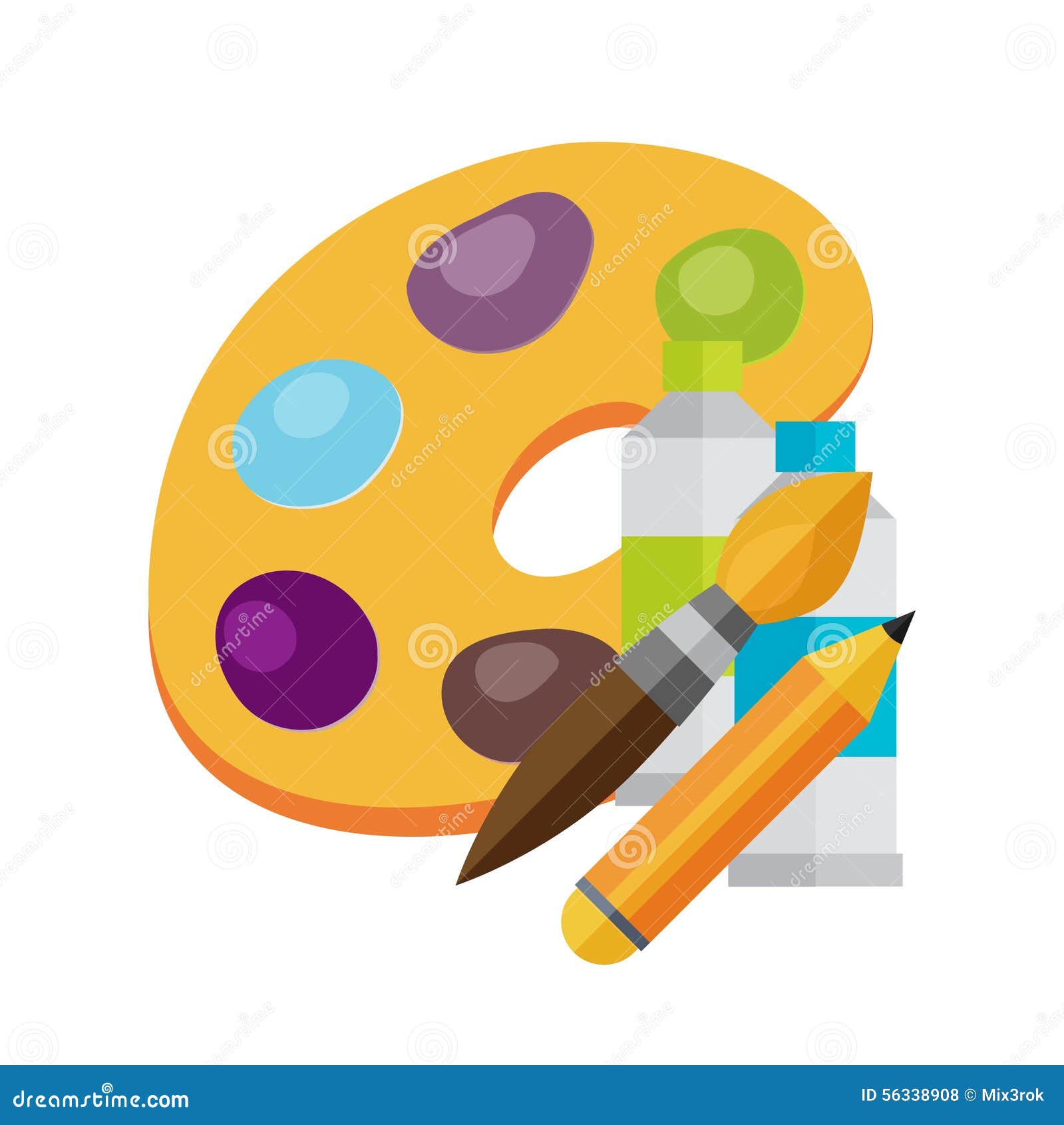 Art Color Palette with Paints, Pen and Brush. Stock Vector ...