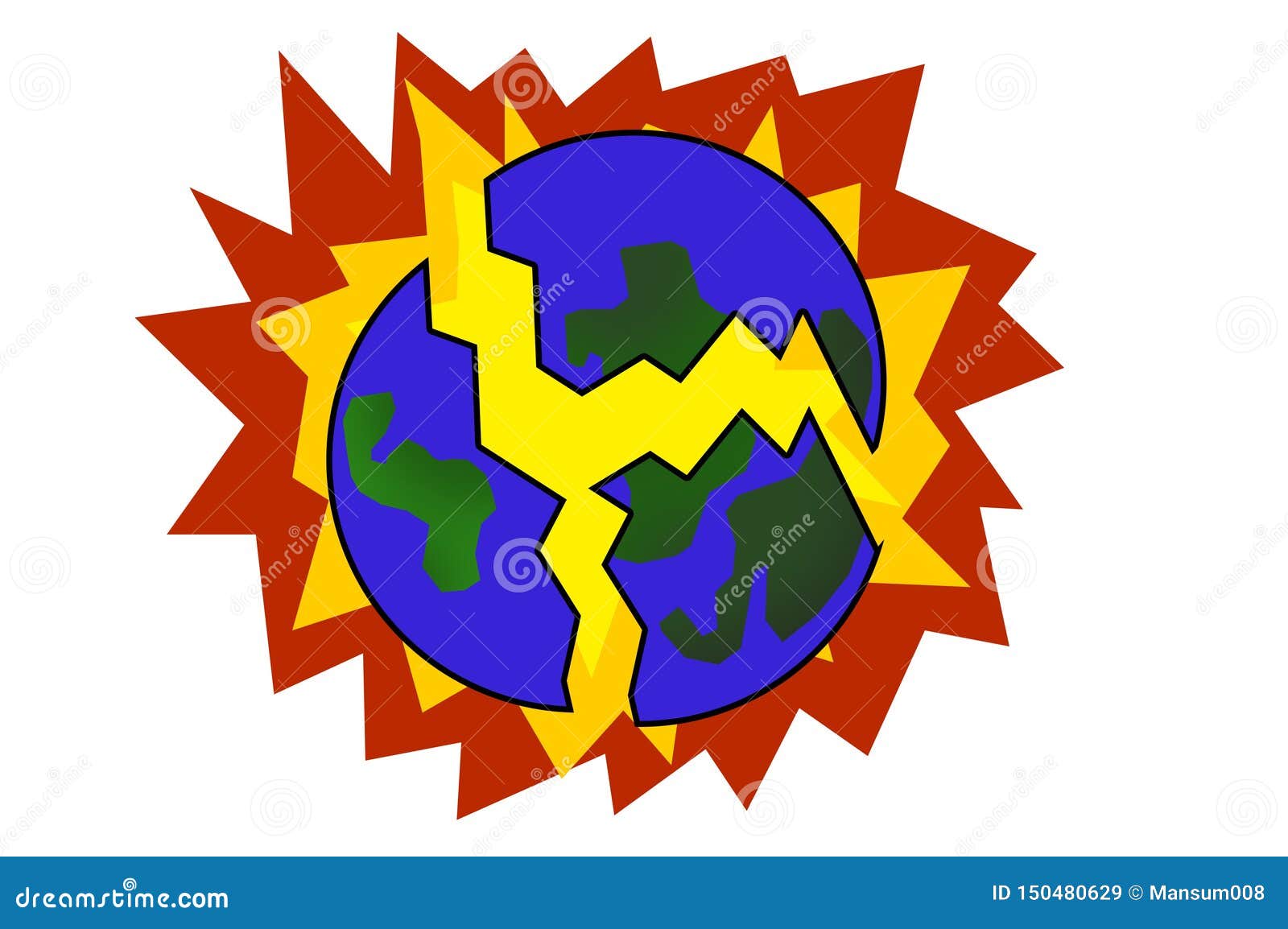 Color planet earth explode stock illustration. Illustration of boom ...