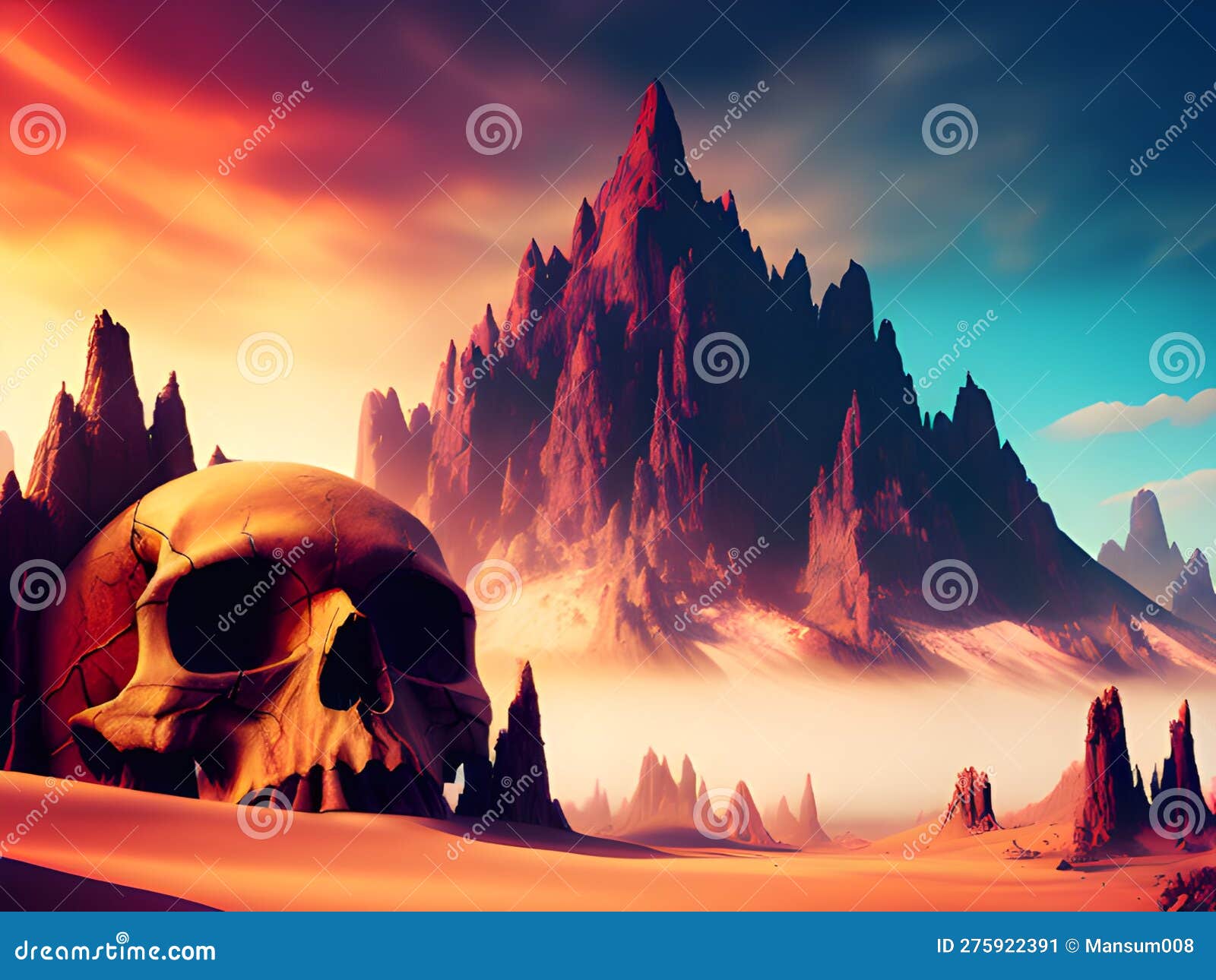 Art Color of Skull Mountain Background, Ai Generated Stock Illustration - Illustration of dark ...