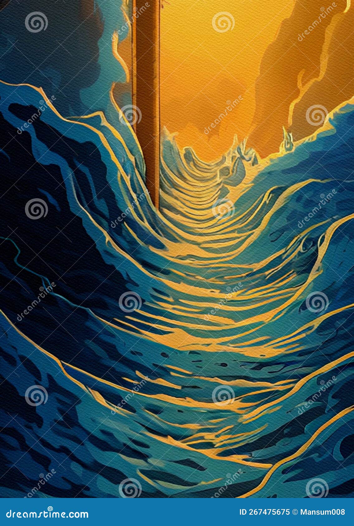 Tsunami waves background stock illustration. Illustration of wave ...