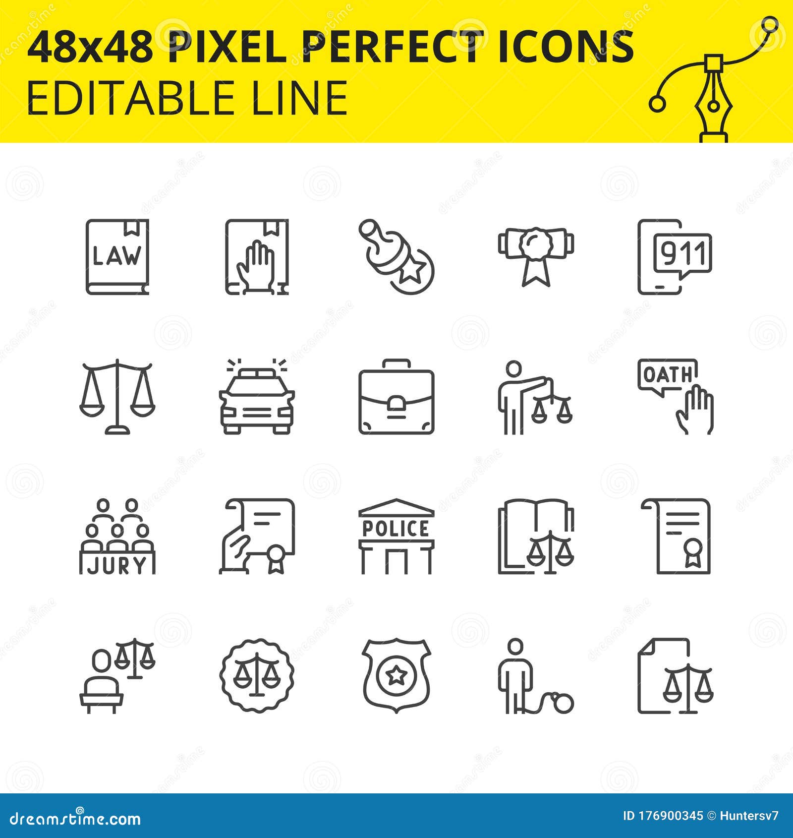 Simple Icons Law and Judge. Stock Illustration - Illustration of ...