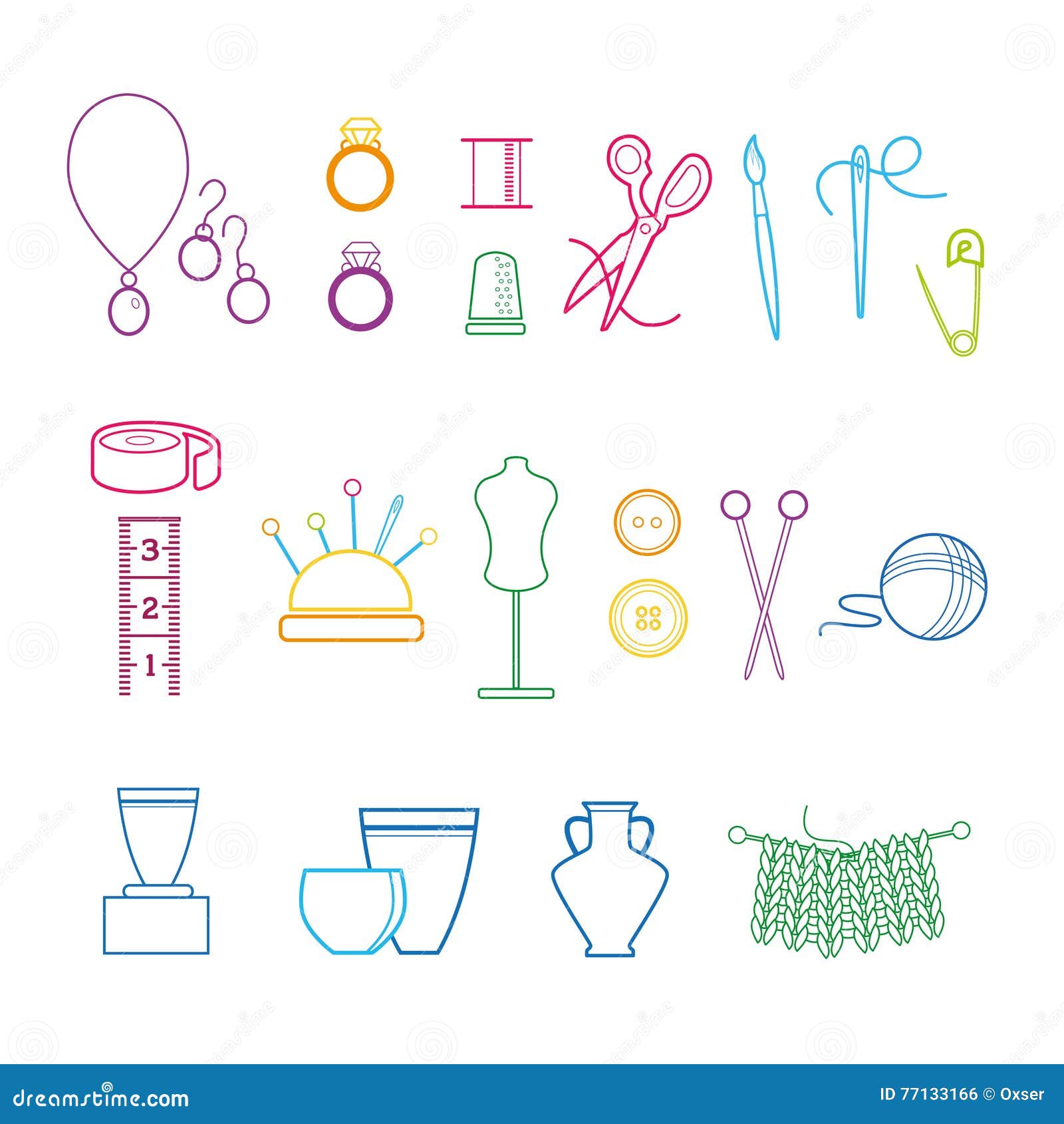 Art and Craft Icon Set stock vector. Illustration of chain - 77133166