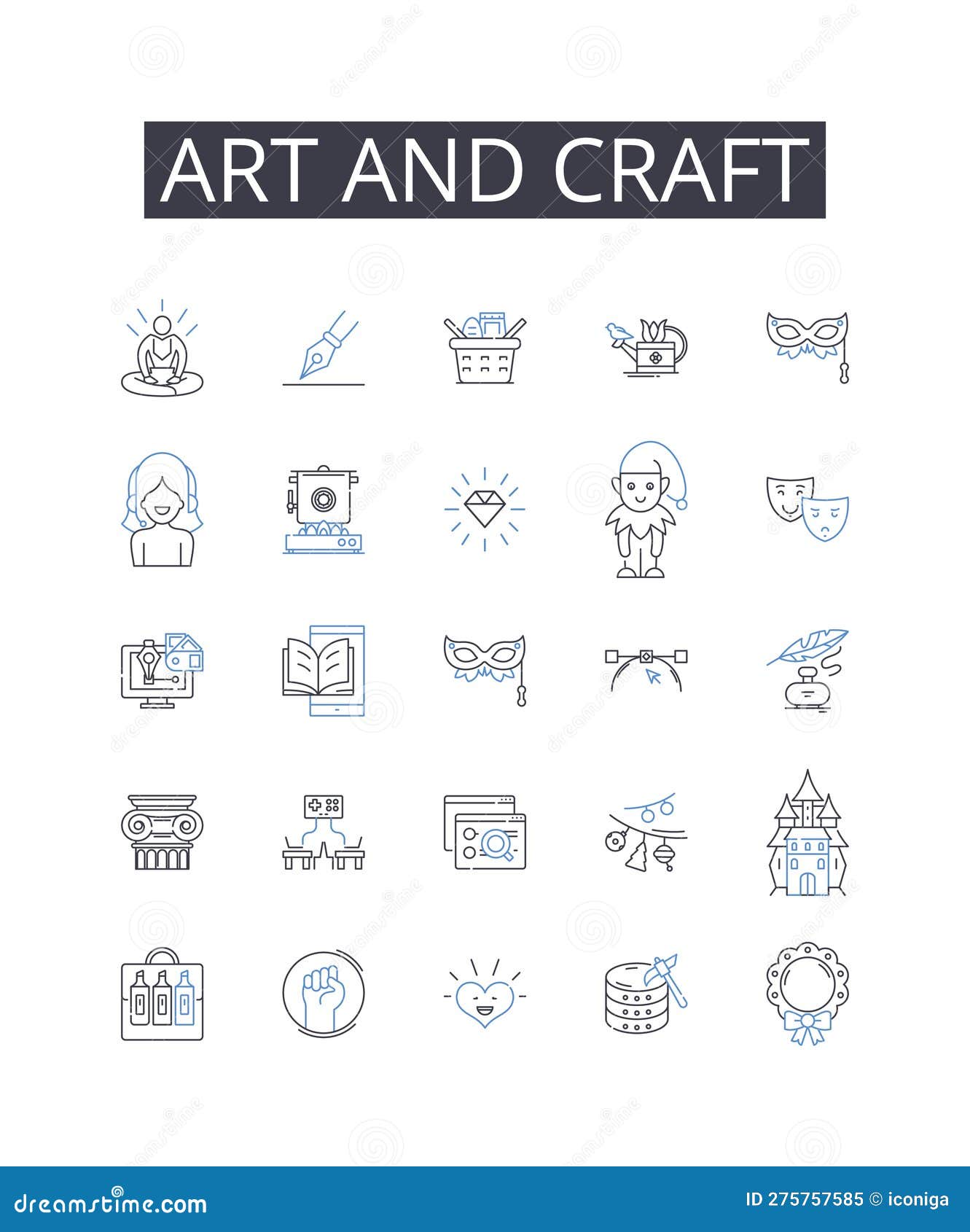 Art and Craft Line Icons Collection. Handiwork, Creation, Design, Skill ...
