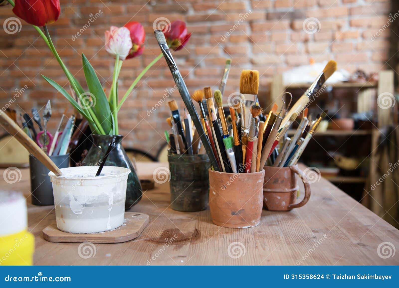 Art and Craft Tools Close Up View . Artwork Art Colors Design Hard Work ...