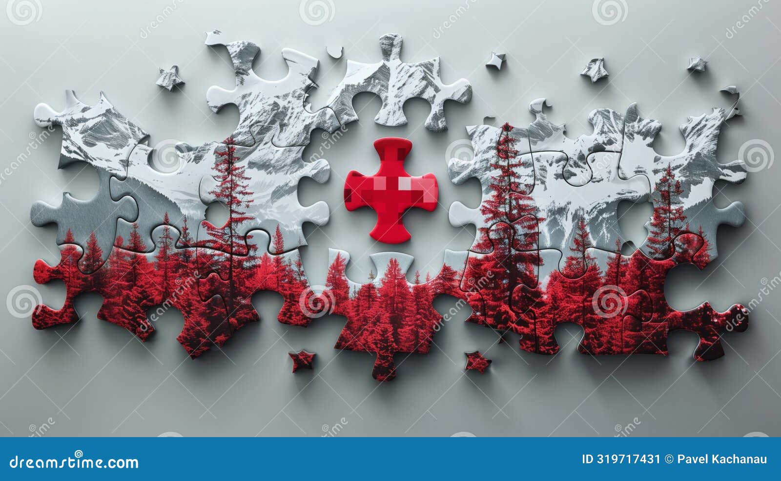 Art Created by Assembling Puzzle Pieces, Forming a Unique Design Stock ...