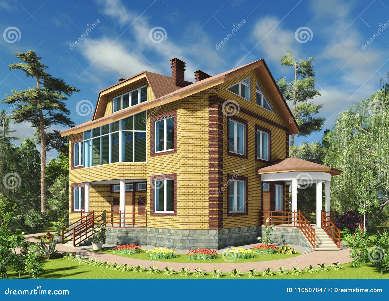 D Rendering Beautiful Exterior House Stock Illustrations – 2 D ...