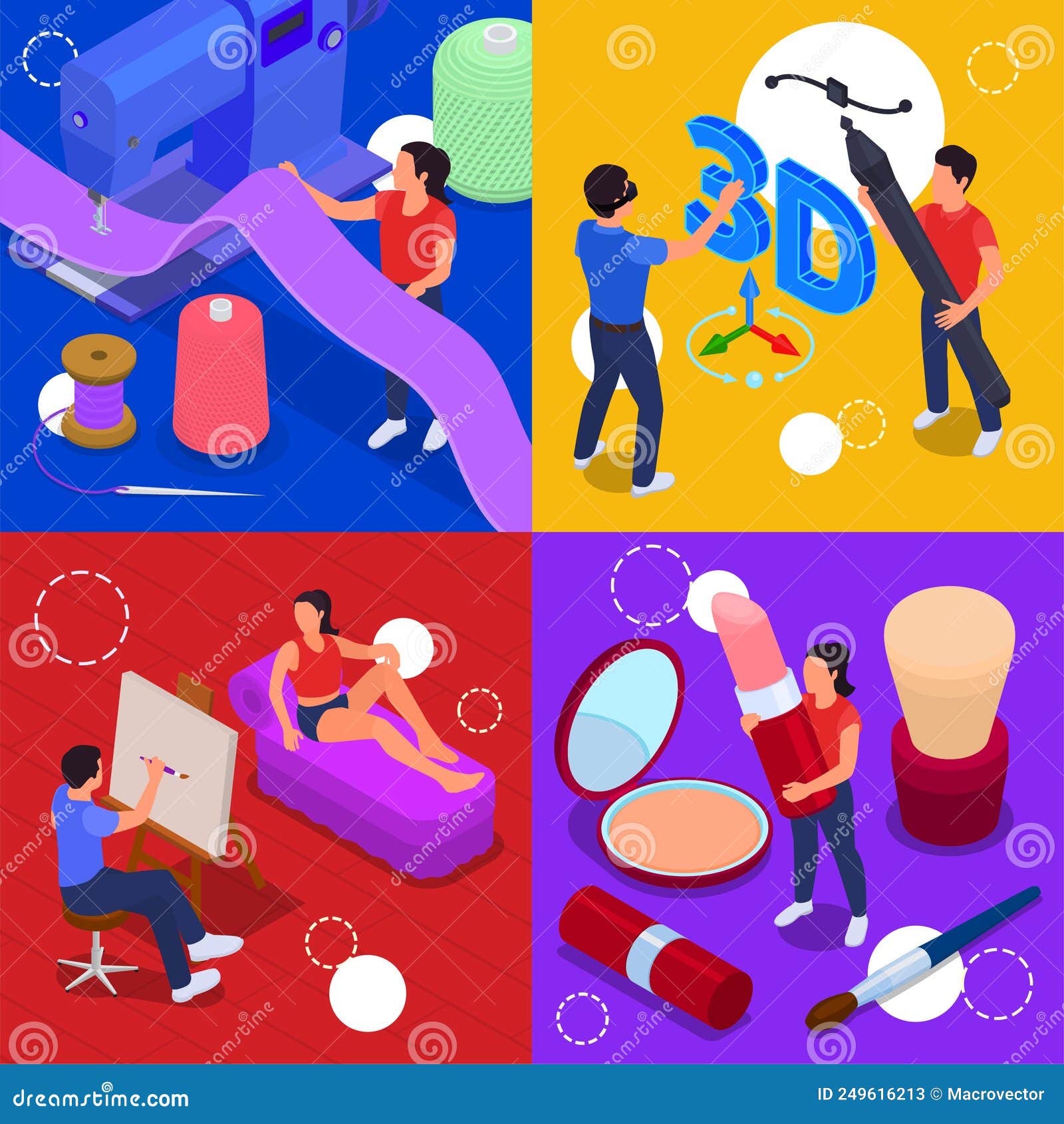 Art Creative 2x2 Isometric Set Stock Vector - Illustration of equipment ...