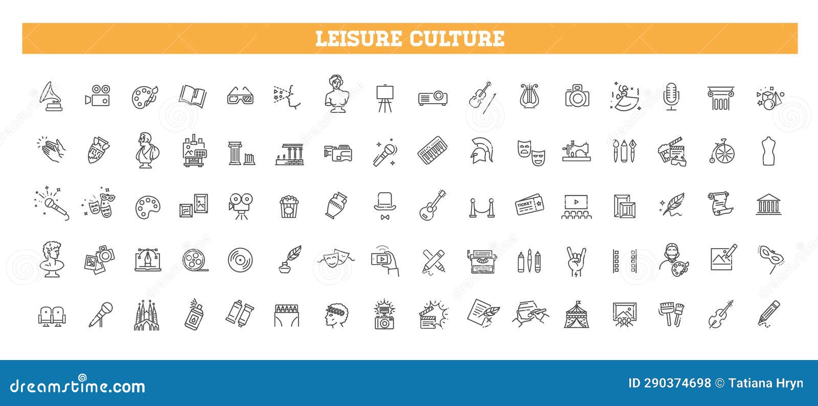 Art and Culture Line Icons Collection. Thin Outline Vector Icons Stock ...