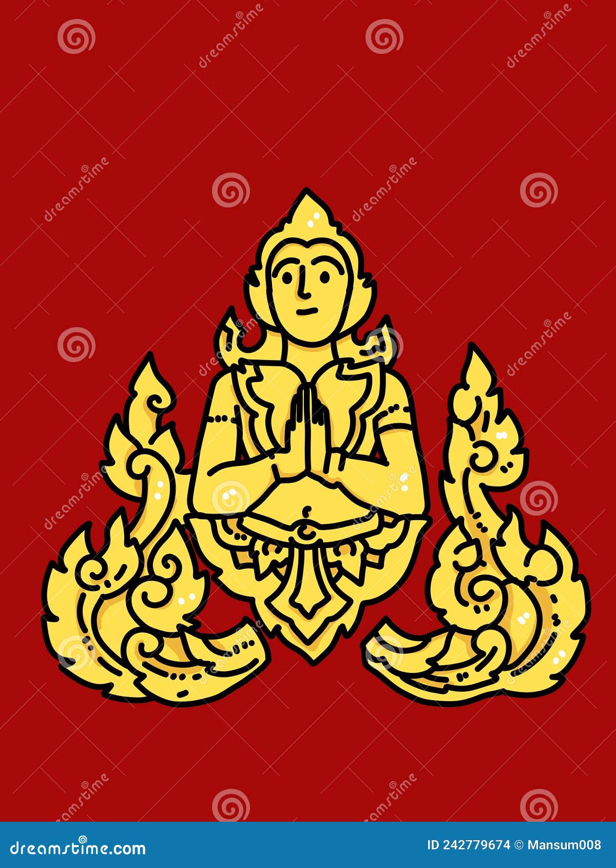 Cute Angle Statue Cartoon On Red Background Stock Photo | CartoonDealer ...