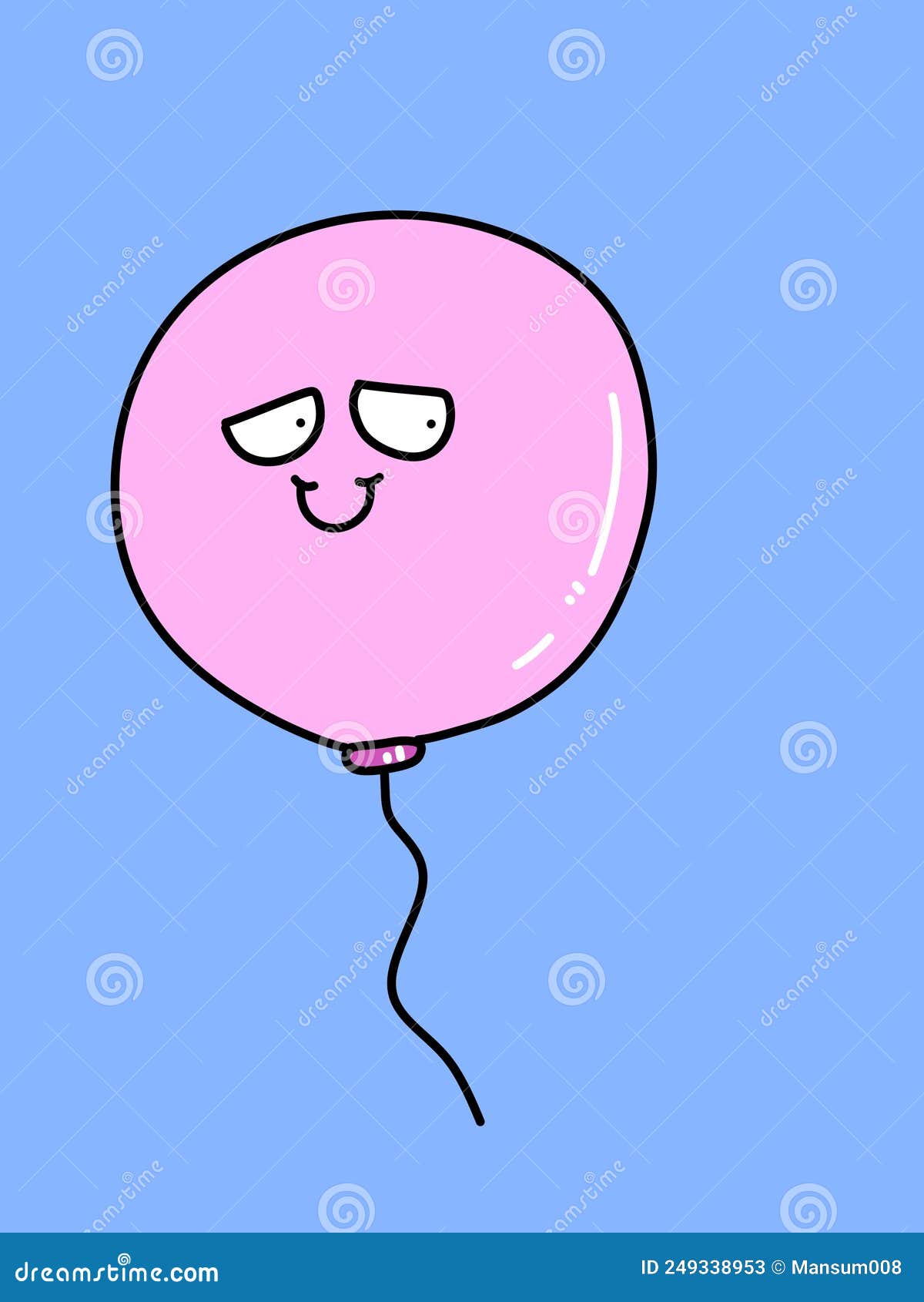 Cute Balloon Cartoon on Blue Background Stock Illustration ...