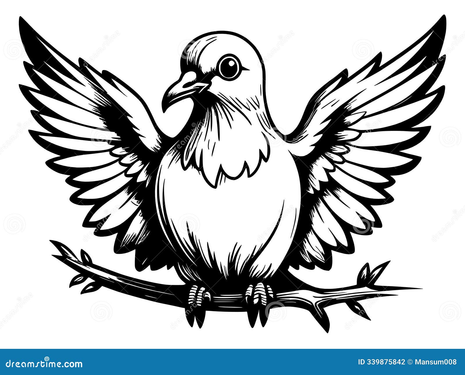 Cute Bird Flying in a Black Line Stock Illustration - Illustration of ...