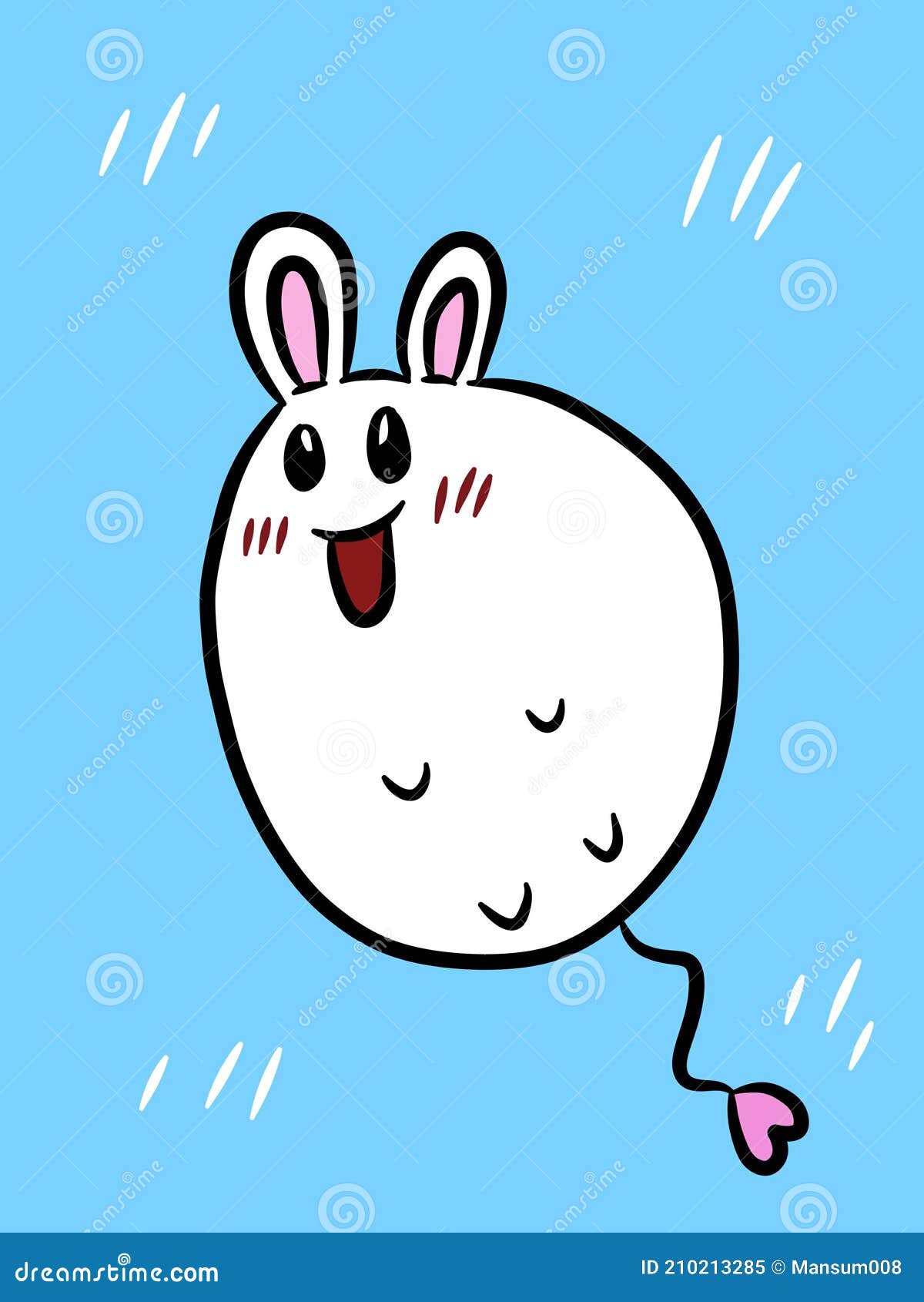 Cute Cartoon on Blue Color Background Stock Illustration - Illustration ...