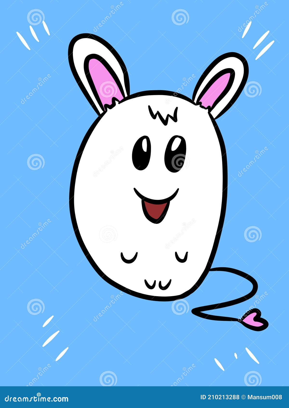 Cute Cartoon on Blue Color Background Stock Illustration - Illustration ...