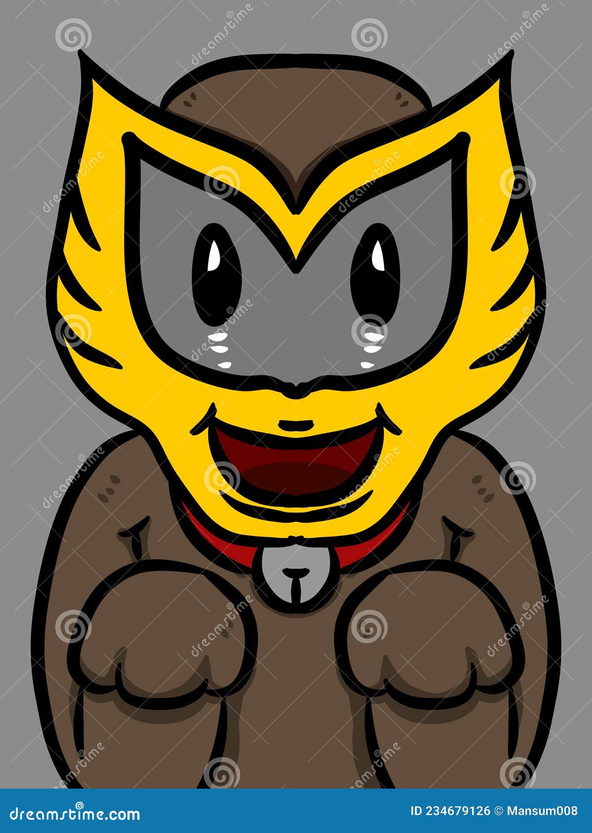 Cute Cartoon on Gray Background Stock Illustration - Illustration of ...