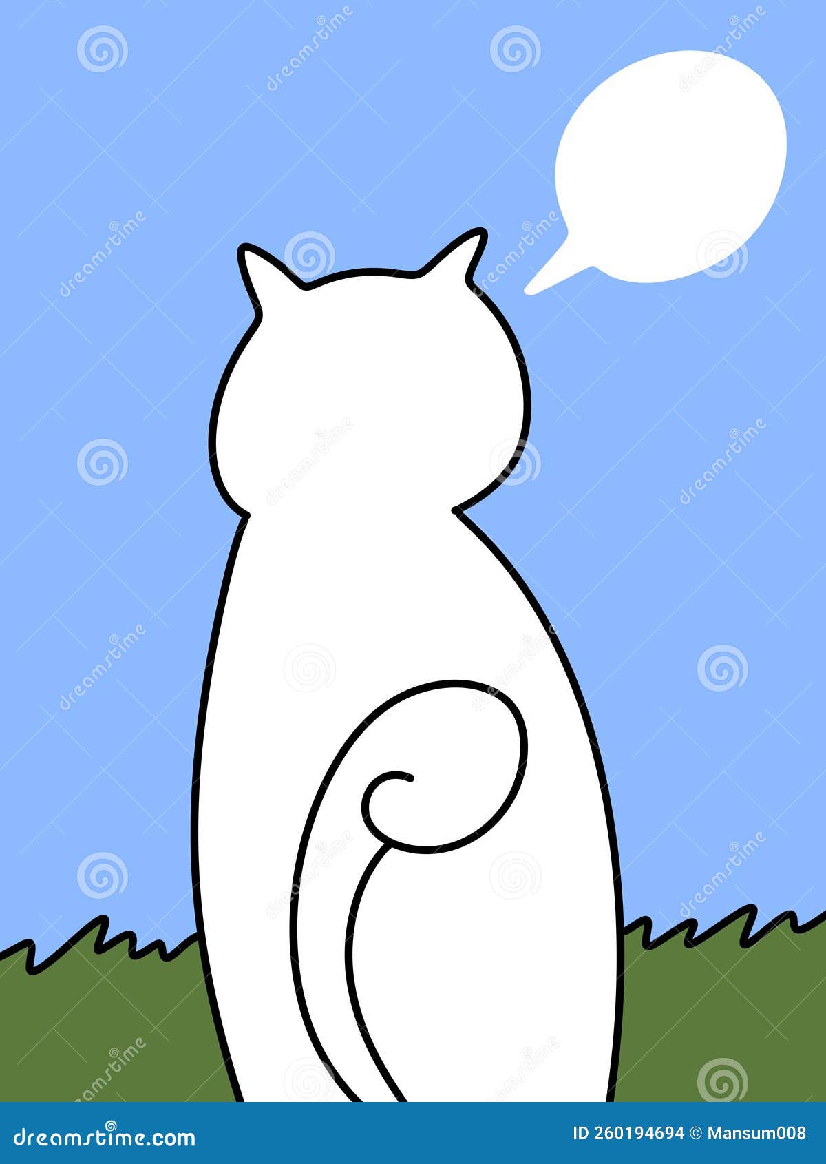 Cute Cat Cartoon on Blue Background Stock Illustration - Illustration ...